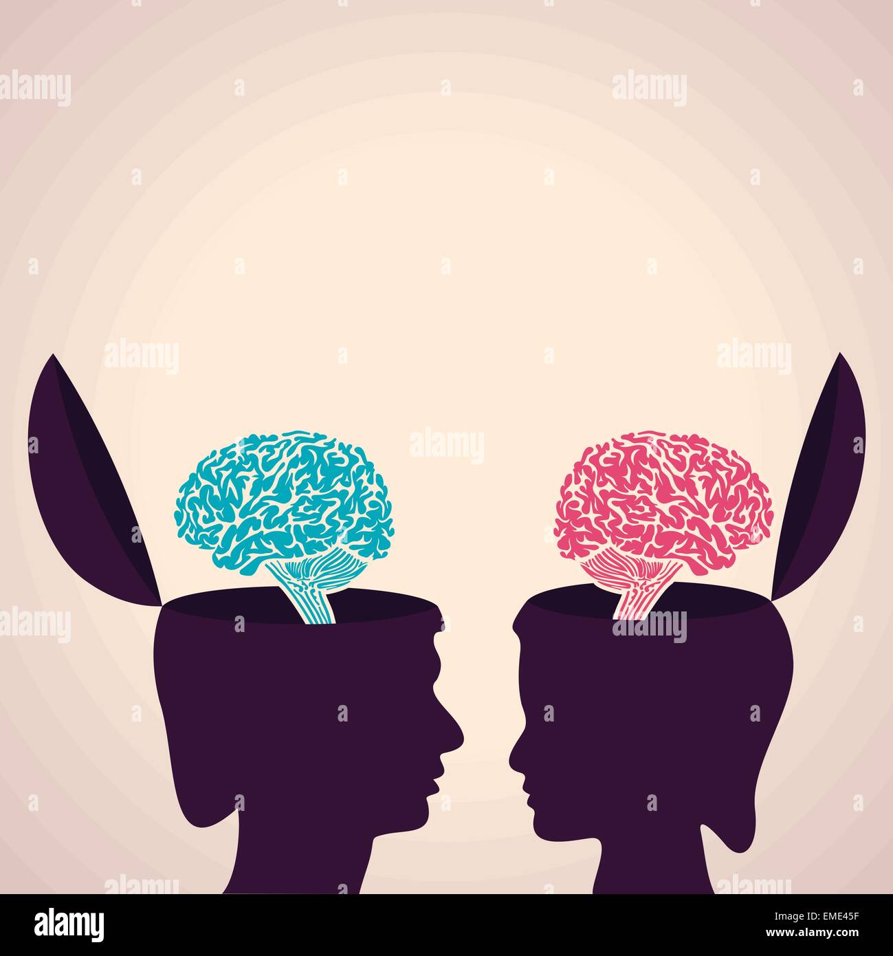 Illustration of thinking concept-Human head with brain Stock Vector ...