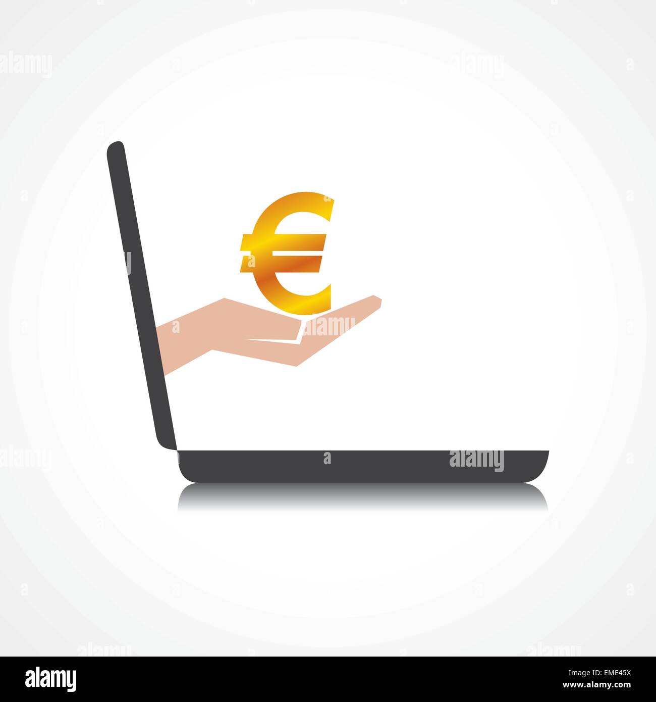 hand holding euro symbol comes from laptop screen stock vector Stock ...