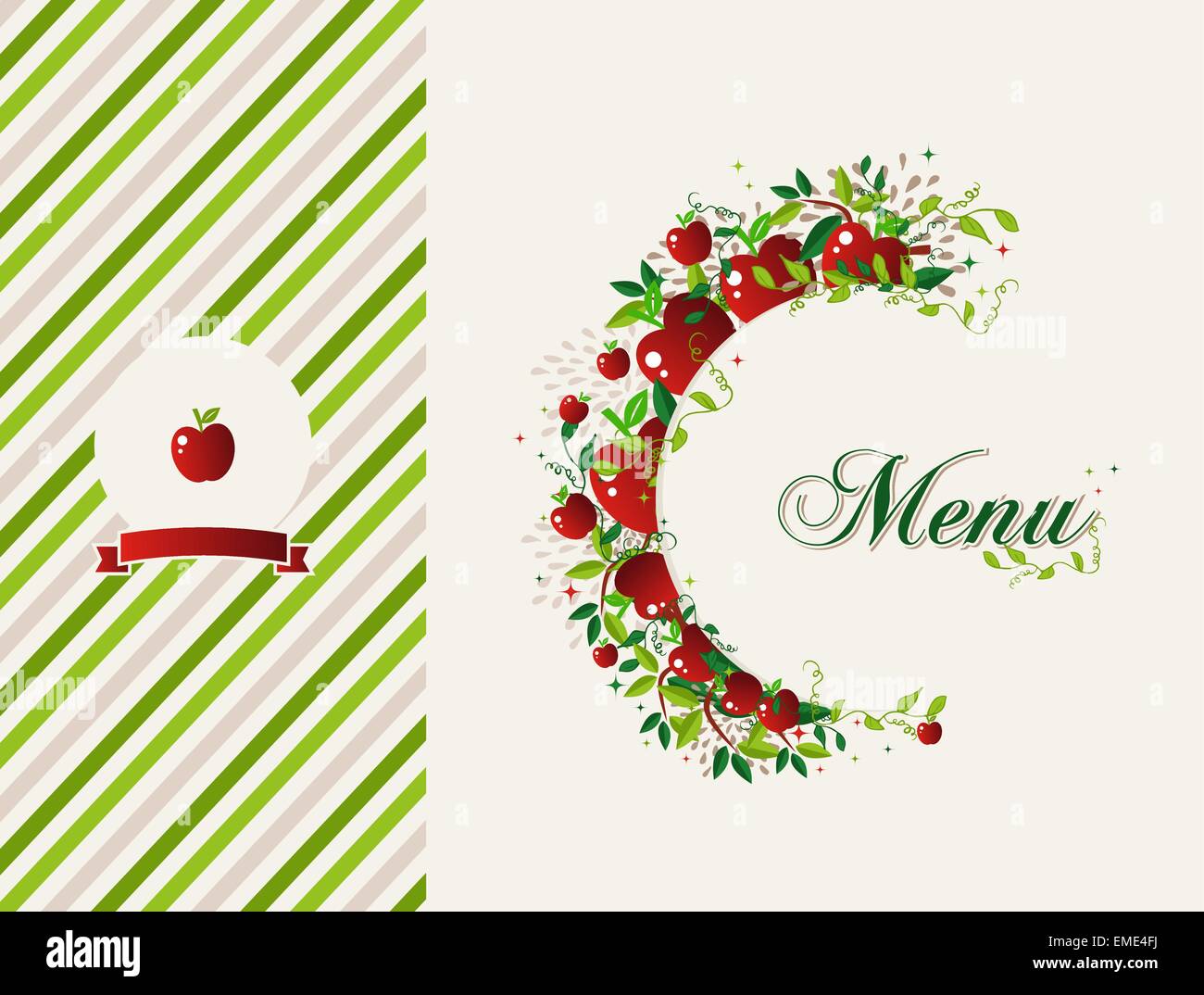 Red apples restaurant menu background Stock Vector Image & Art - Alamy