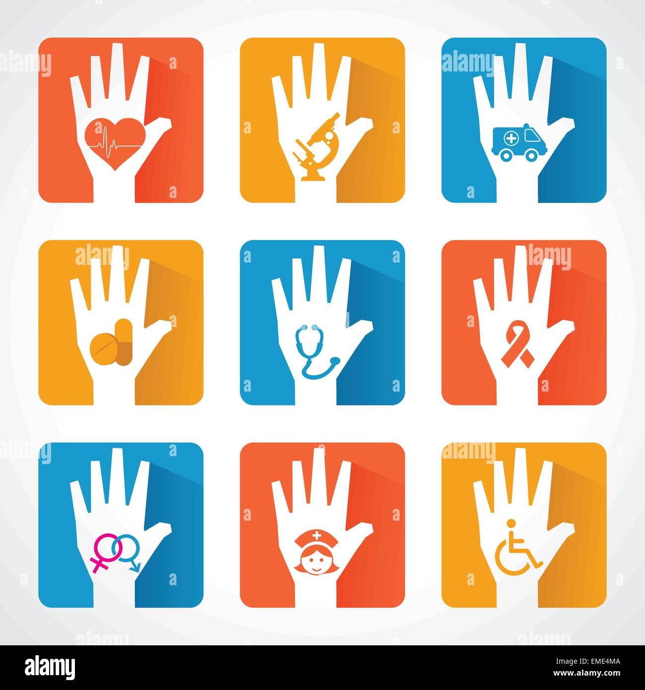 Medical icons and design with helping hand stock vector Stock Vector ...
