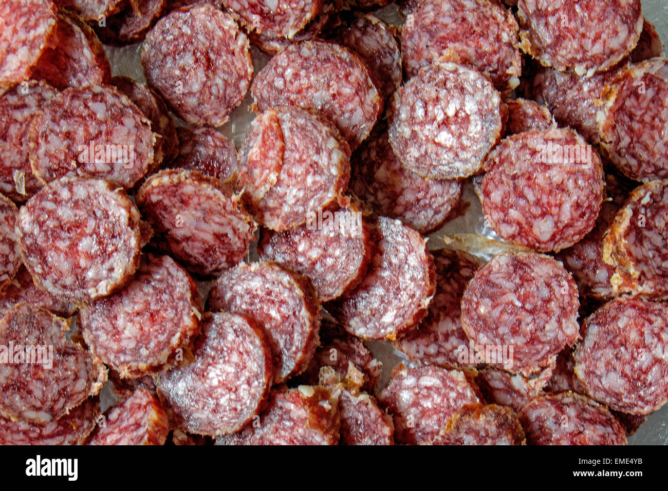 A background from traditional german salami Stock Photo - Alamy