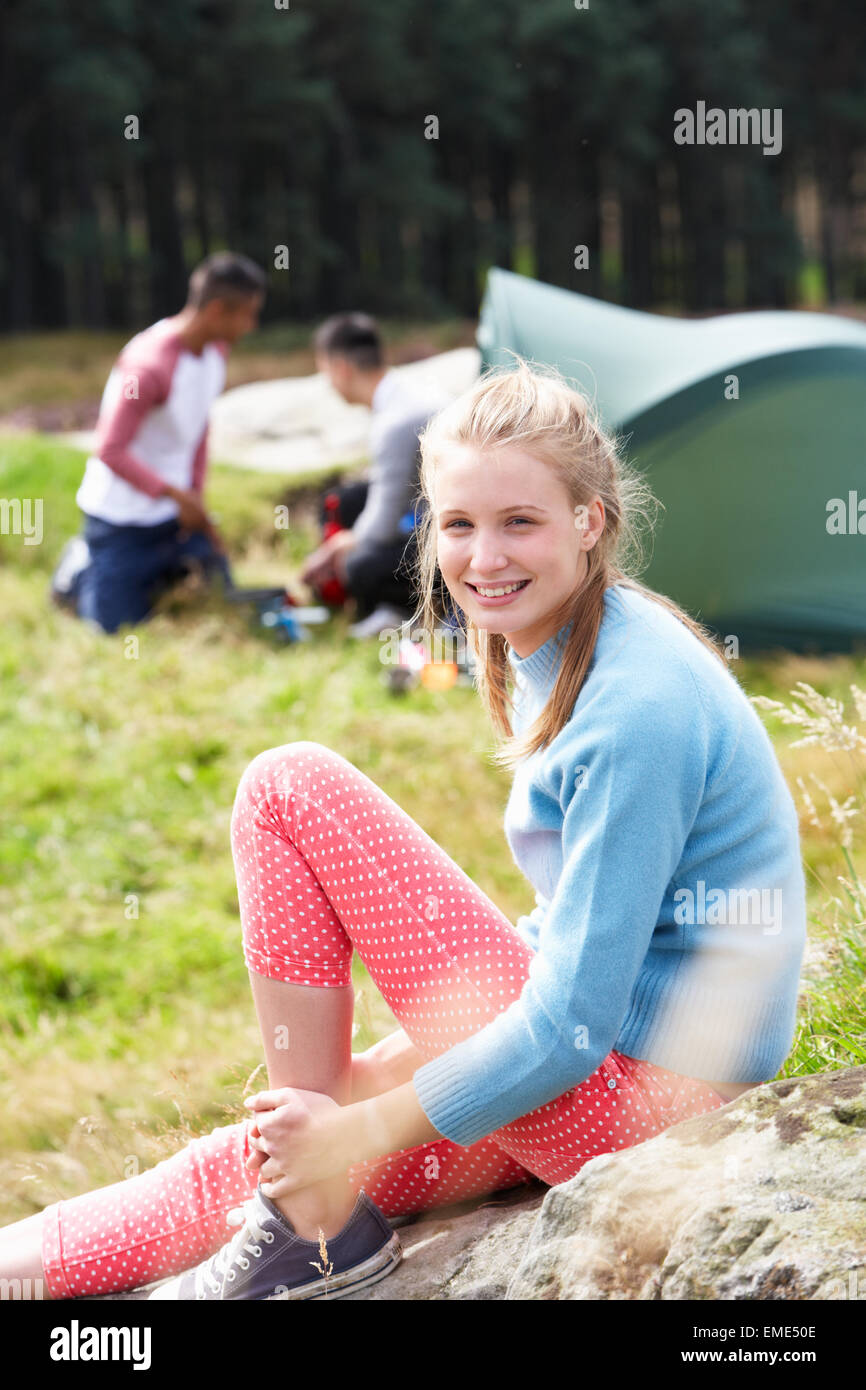 Young People On Camping Trip In Countryside Stock Photo - Alamy