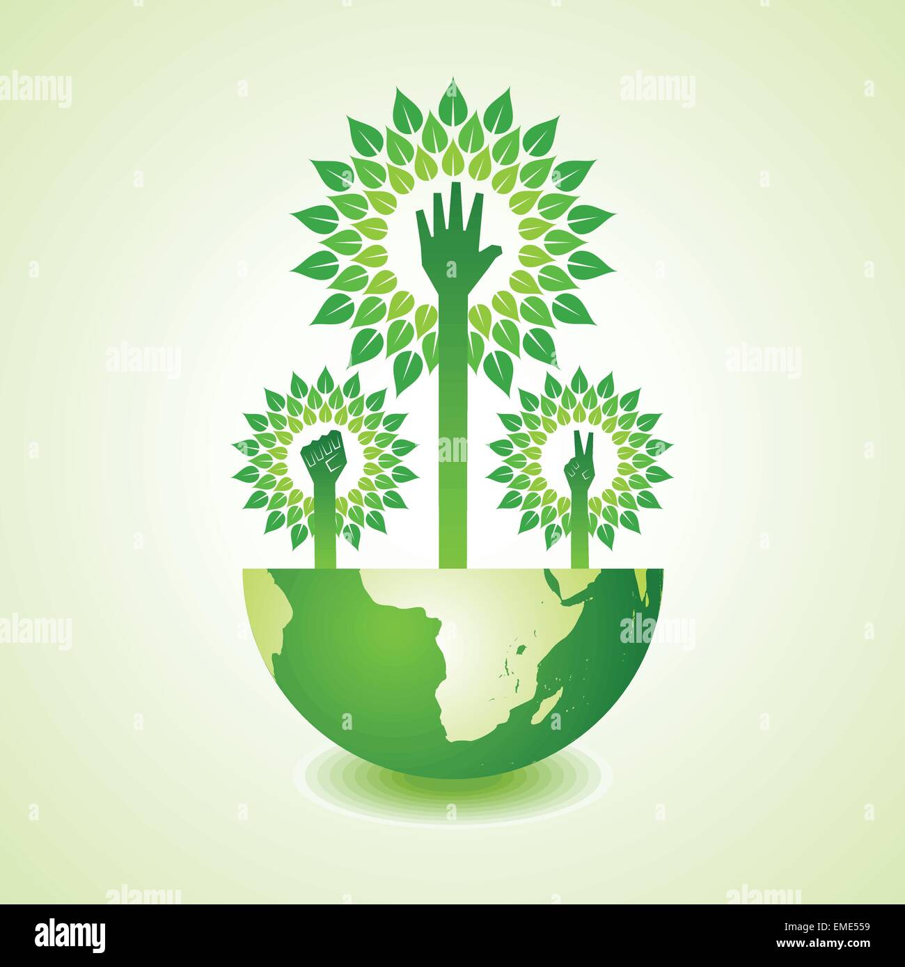 Unity ,victory and helping hand make tree on earth - vector ...