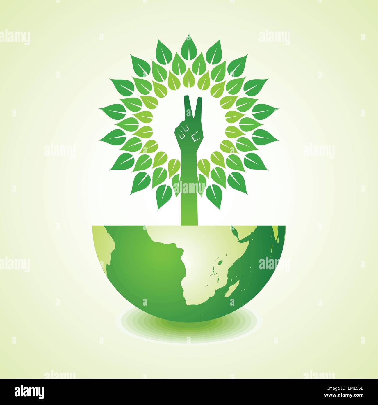 Victory hand make tree on earth - vector illustration Stock Vector ...