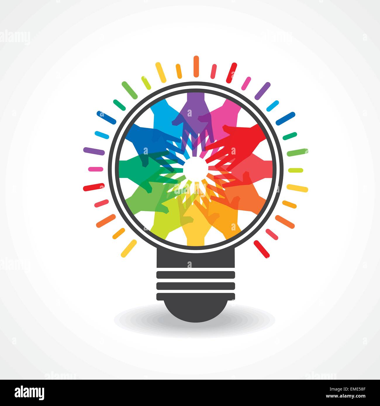 colorful hands make a light -bulb stock vector Stock Vector Image & Art ...