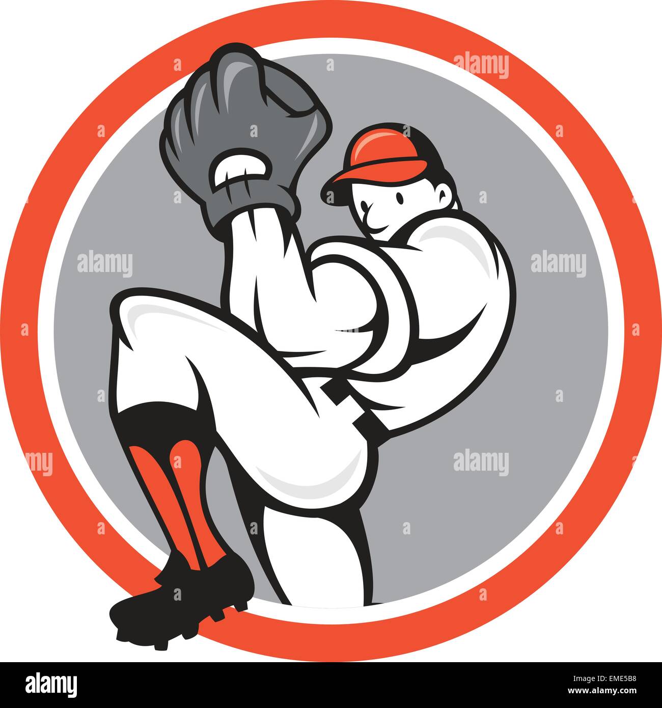 Baseball Pitcher Circle Cartoon Stock Vector Image & Art - Alamy