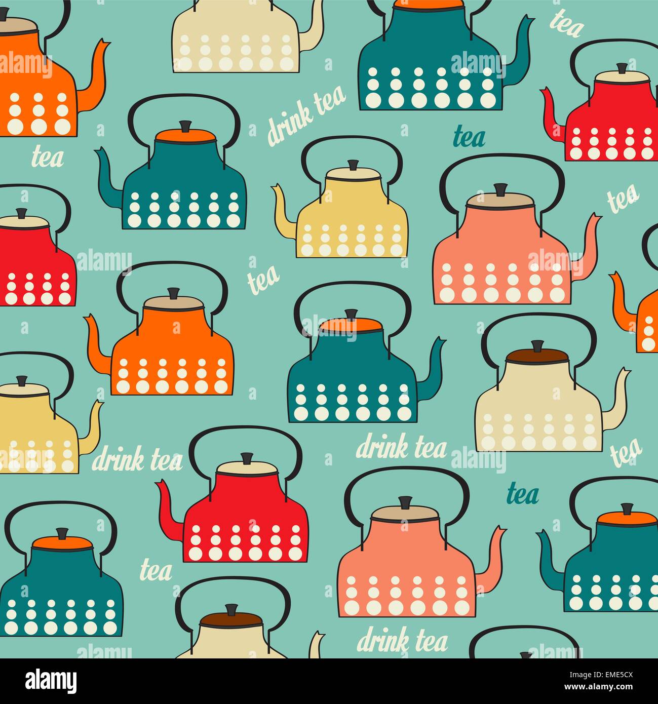 Seamless pattern with vintage Kettles Stock Vector Image & Art - Alamy