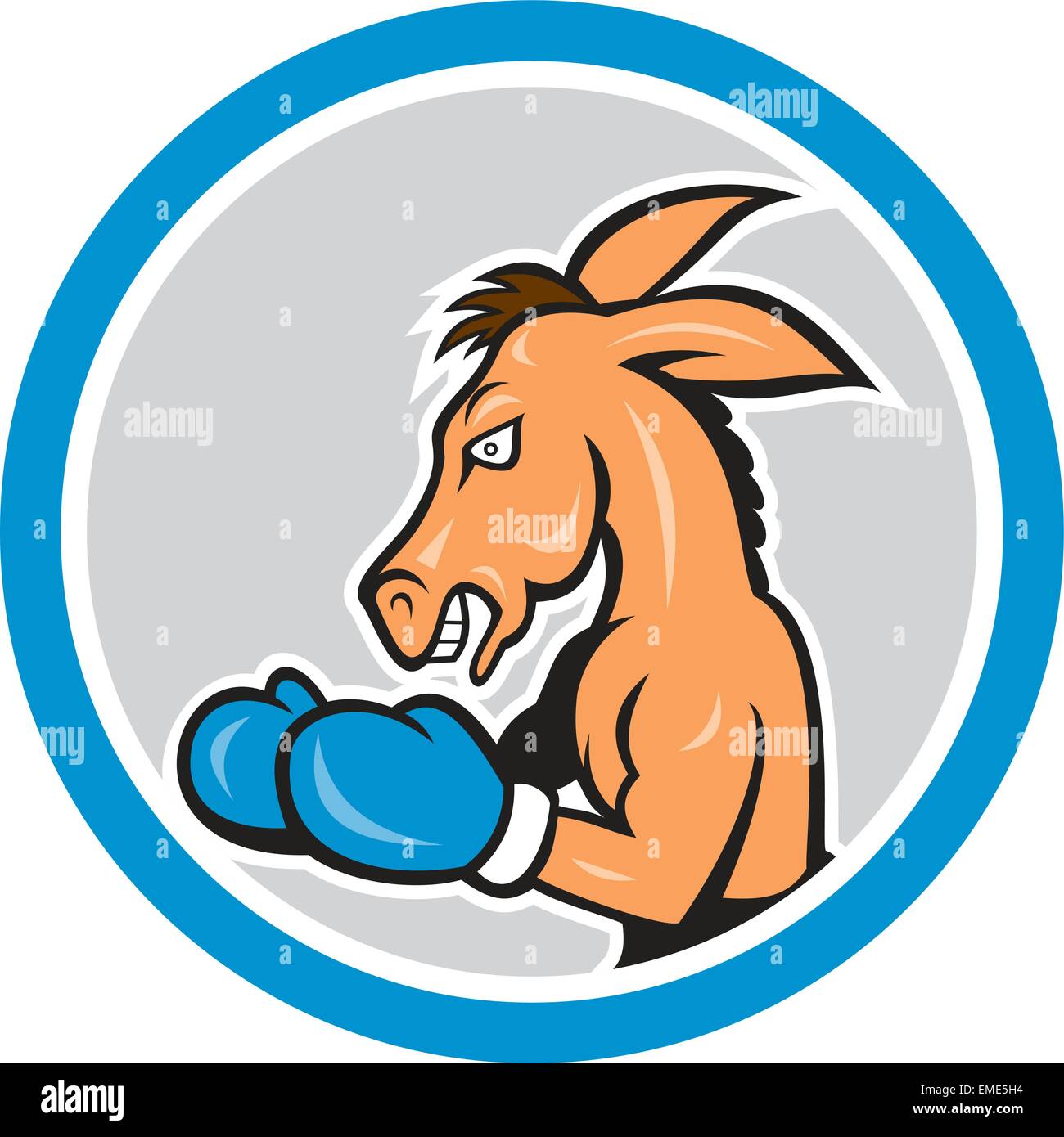 Donkey Boxing Side View Circle Cartoon Stock Vector Image & Art - Alamy
