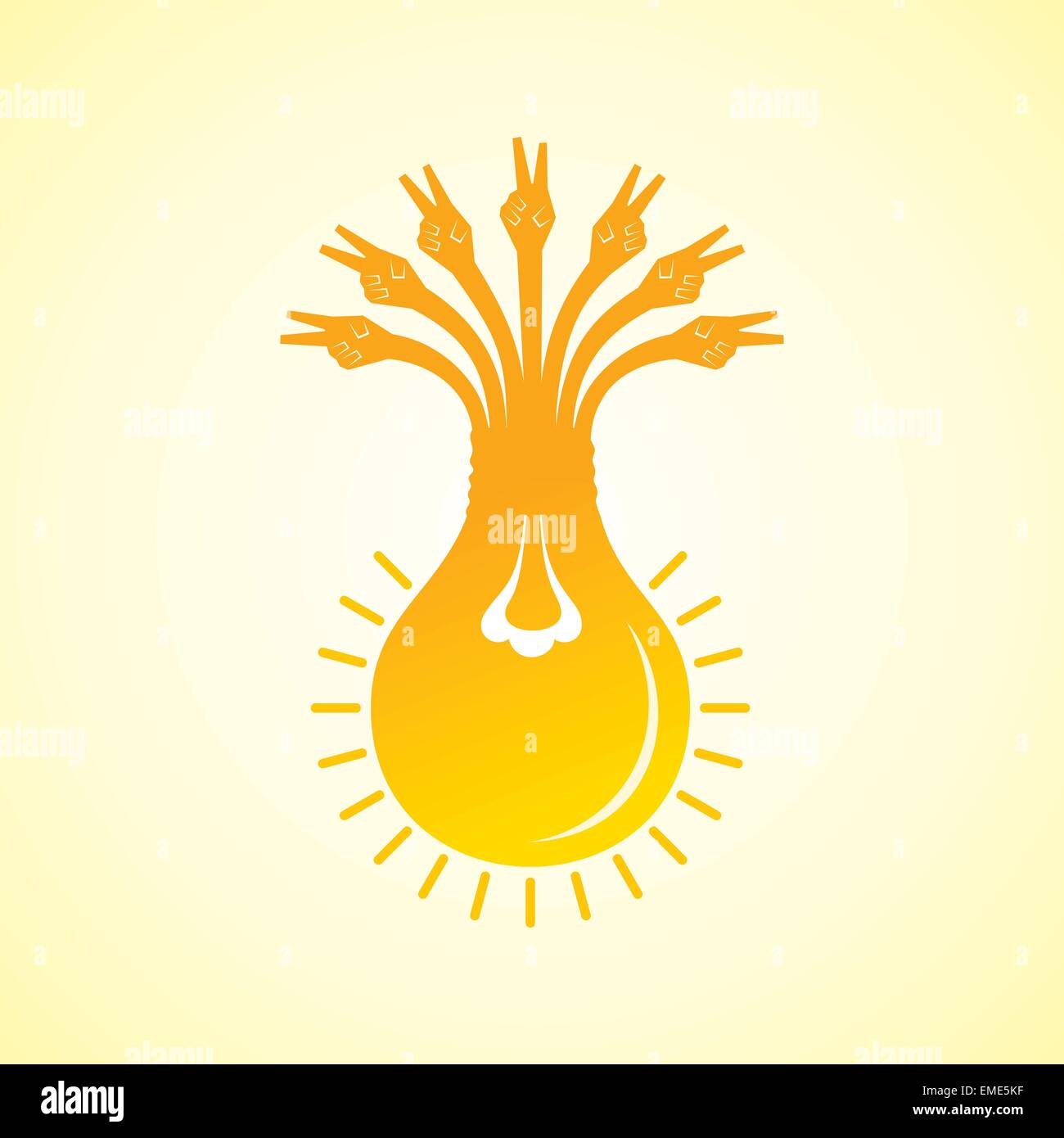 Victory hands make a light-bulb stock vector Stock Vector Image & Art ...