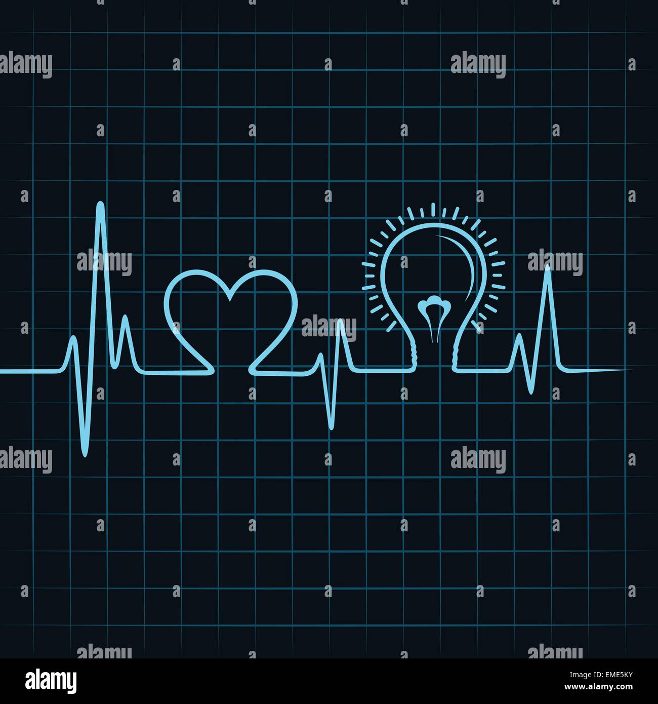 heartbeat make heart and light-bulb stock vector Stock Vector Image ...