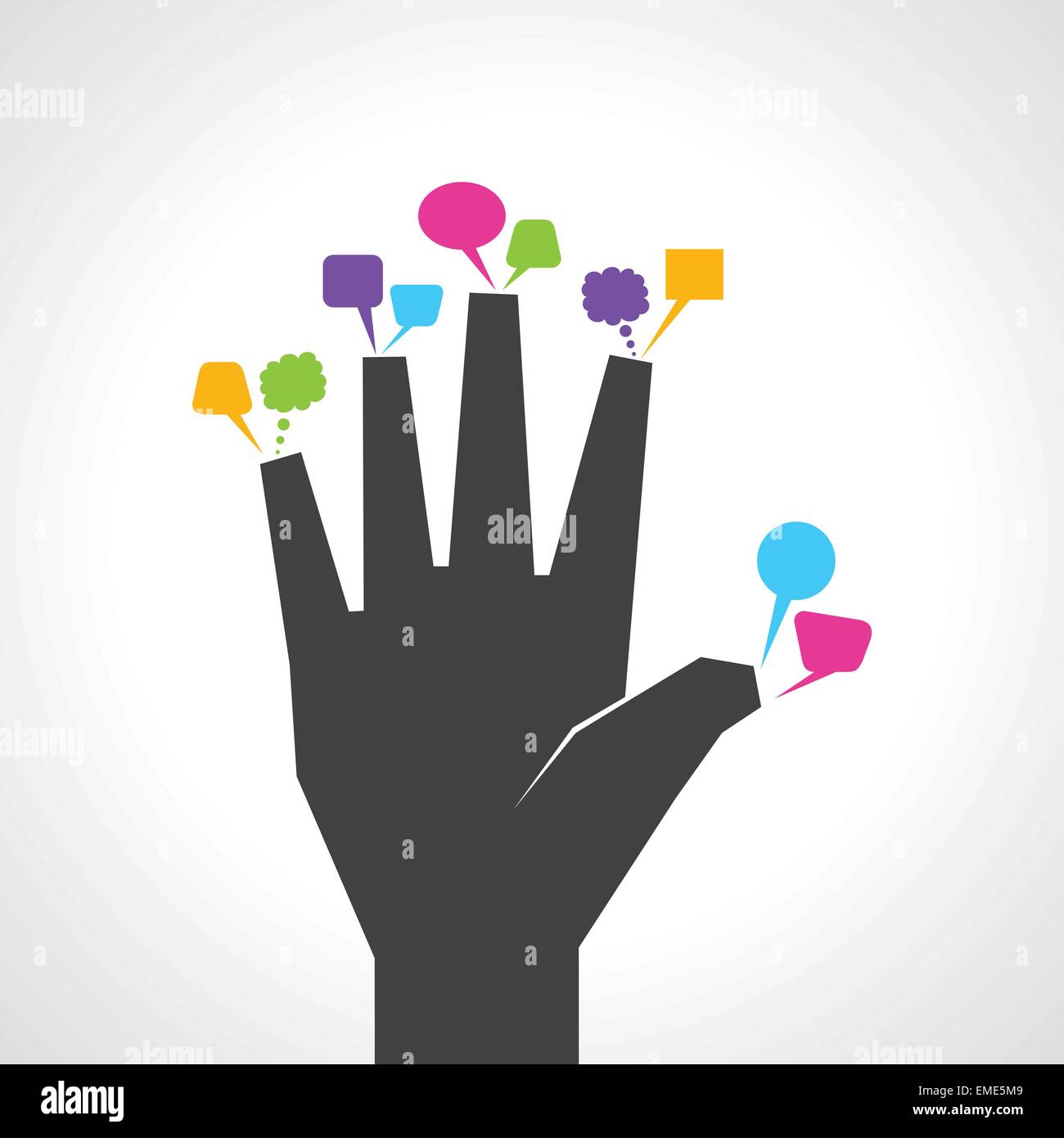 hand with colorful message bubbles stock vector Stock Vector Image ...