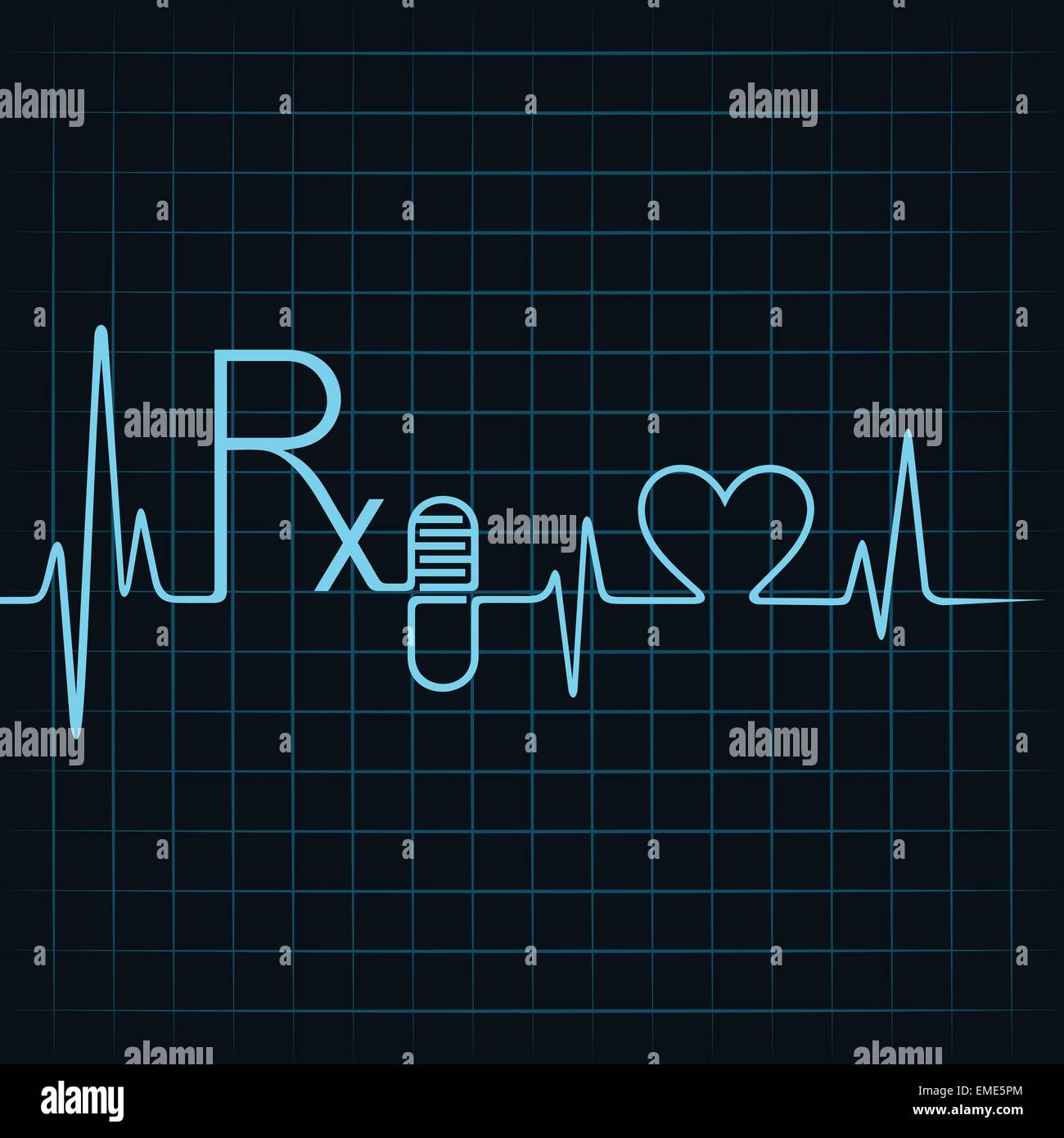 Heartbeat make Rx text,capsule and heart symbol stock vector Stock ...