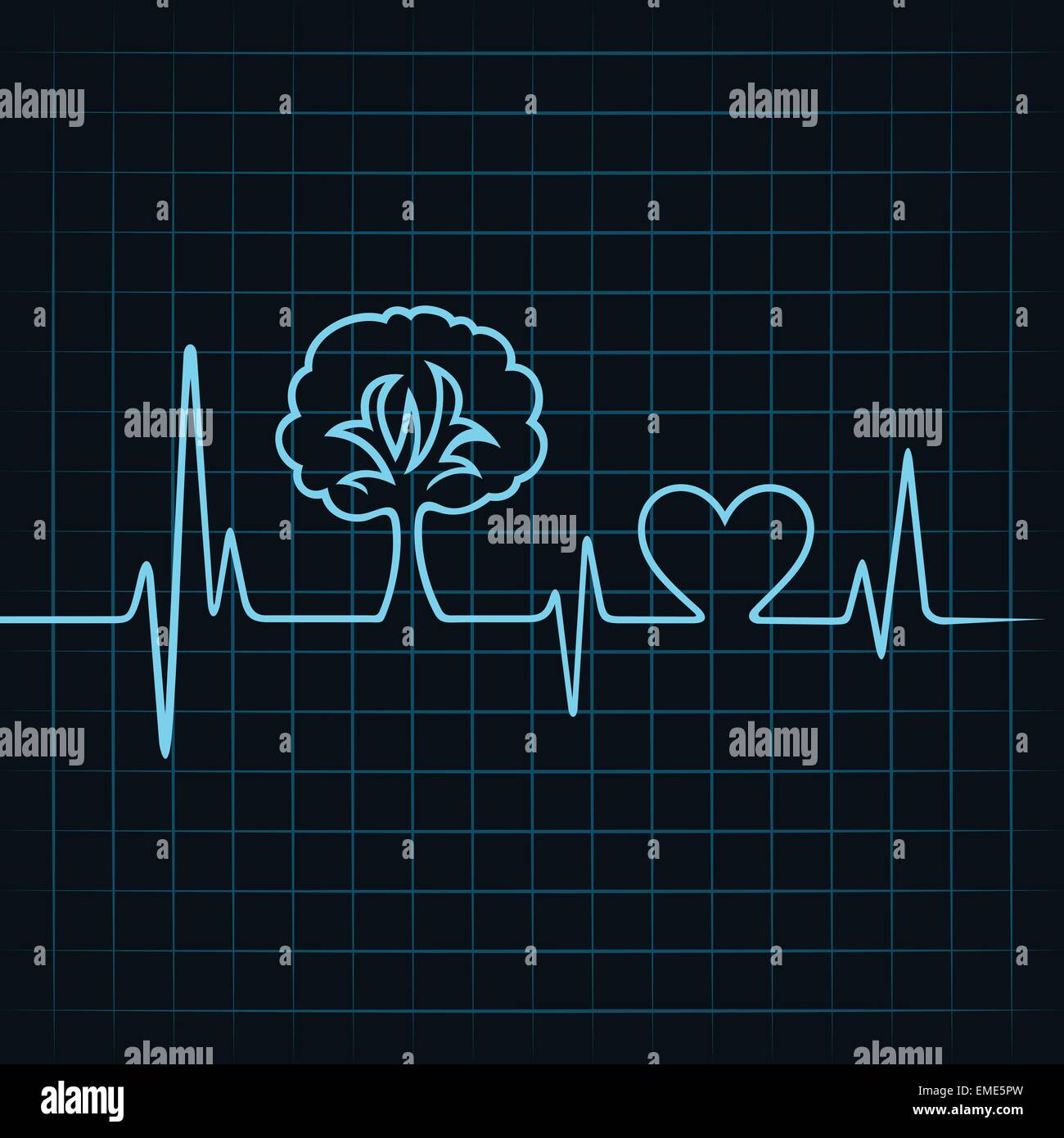 heartbeat make a tree and heart symbol stock vector Stock Vector Image ...