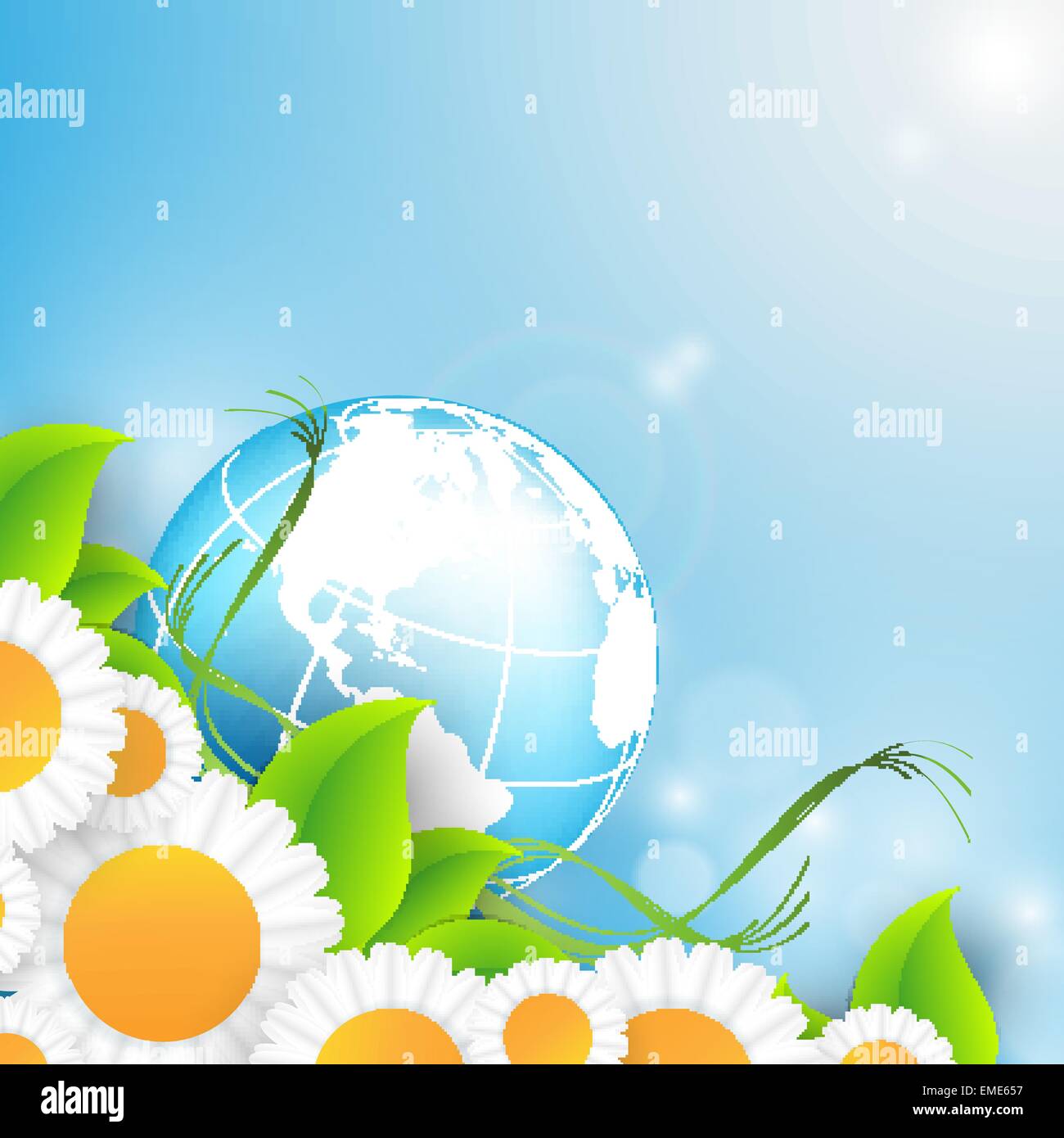 floral environmental vector frame with globe Stock Vector Image & Art ...