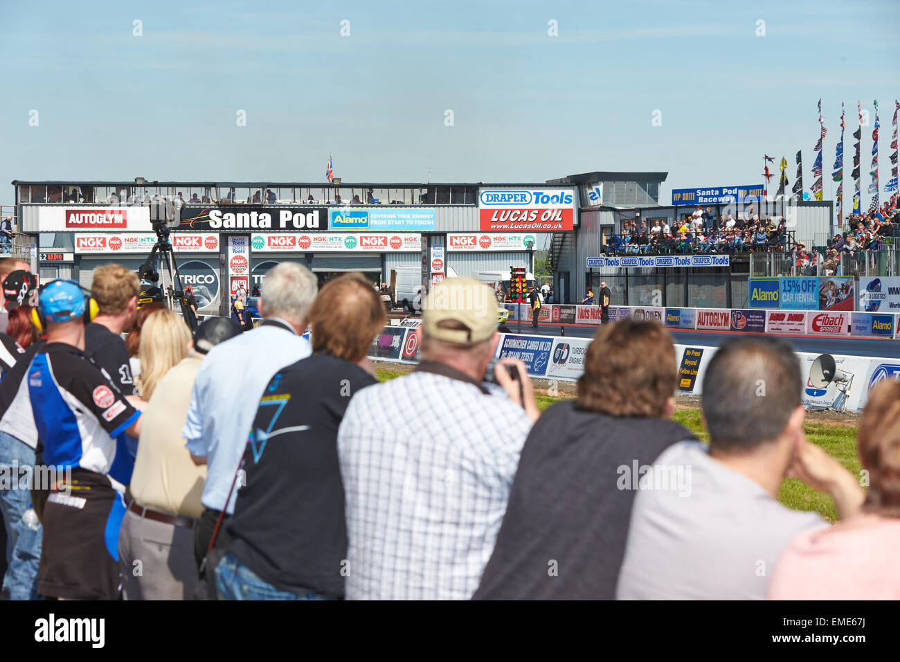 Crowd watching drag racing at the Santa Pod Raceway Stock Photo - Alamy