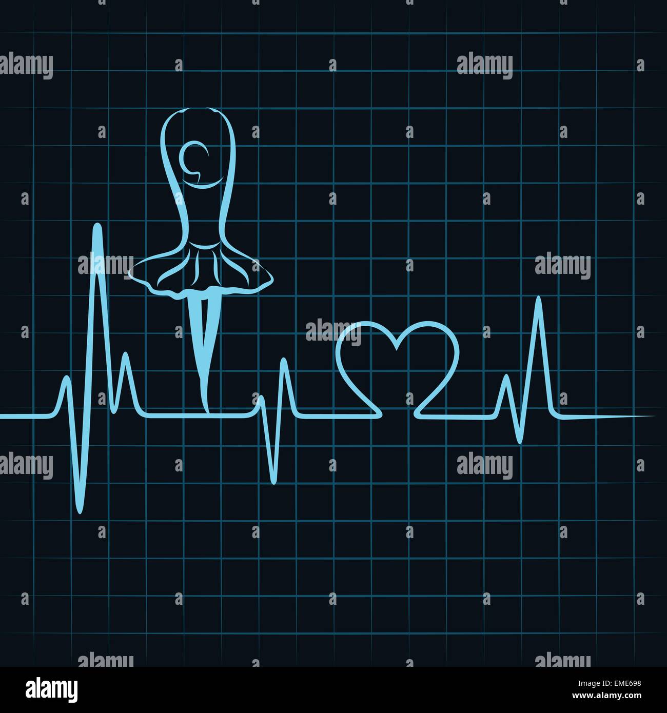heartbeat make a dancing girl and heart symbol stock vector Stock ...