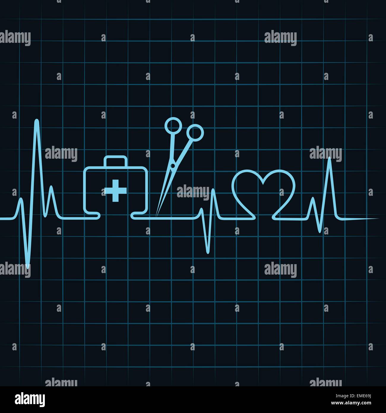 Heartbeat make a first aid box,scissor, and heart symbol stock vector ...