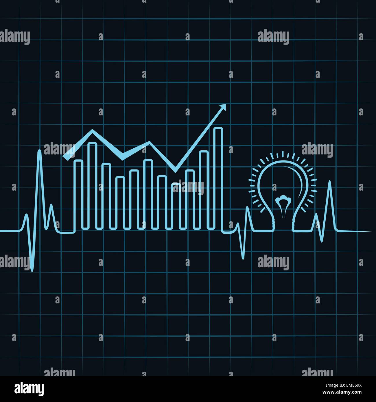 heartbeat make business graph and light-bulb stock vector Stock Vector ...