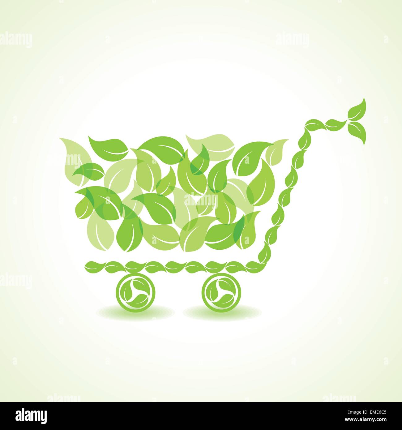 eco shopping cart with group of green leaf stock vector Stock Vector ...