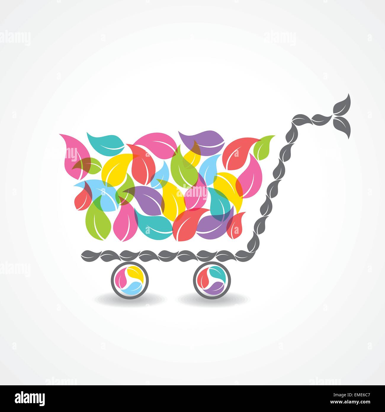 shopping cart with group of colorful leaf stock vector Stock Vector ...