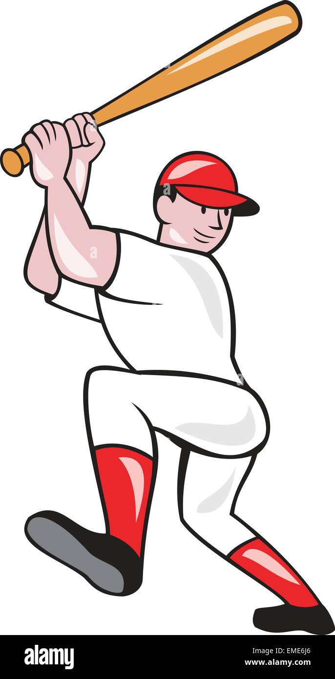 Baseball Player Batting Isolated Full Cartoon Stock Vector Image & Art ...