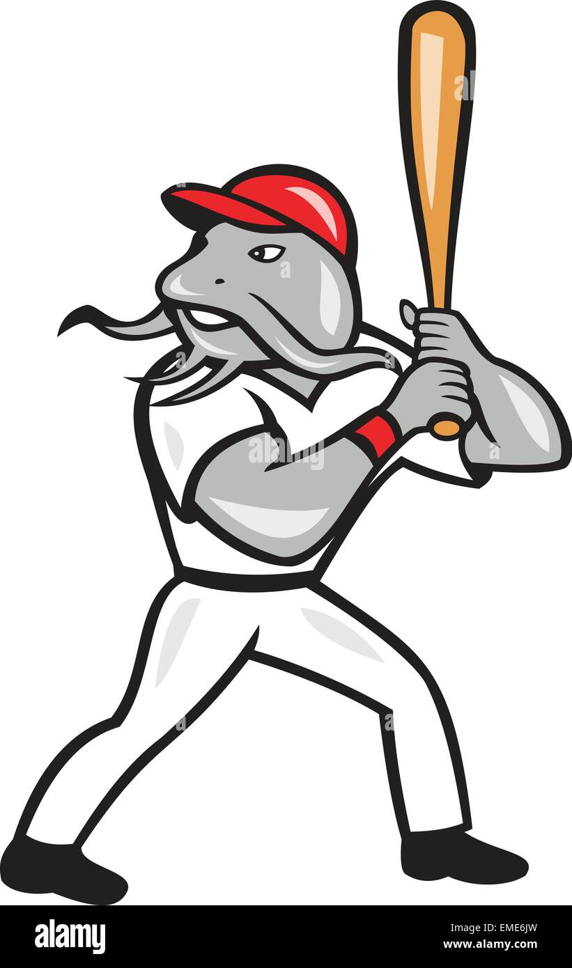 Catfish Baseball Hitter Batting Full Isolated Cartoon Stock Vector ...
