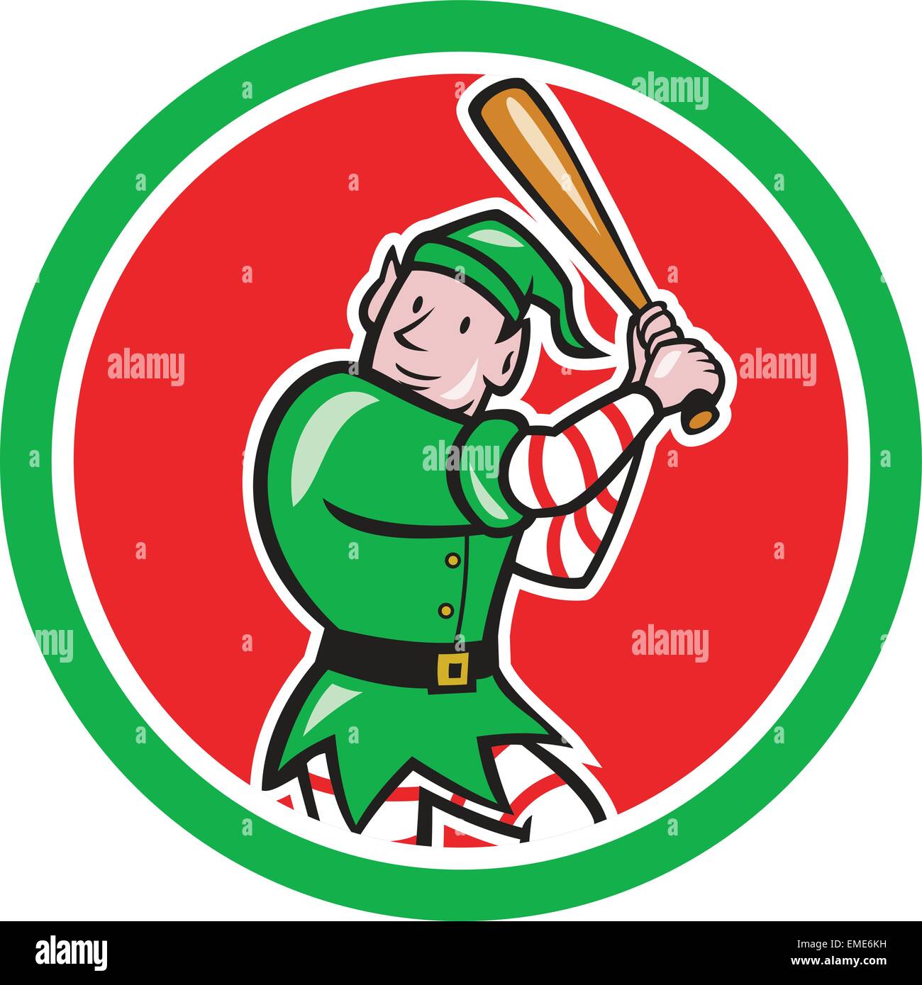 Elf Baseball Player Bat Circle Cartoon Stock Vector Image & Art - Alamy