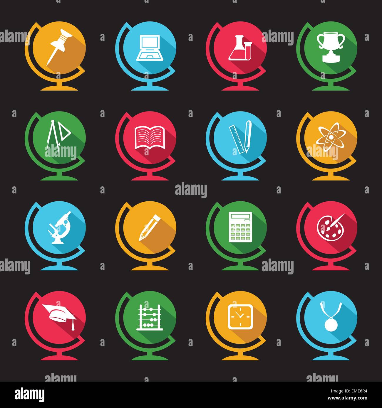 Set of educational icons on globe design Stock Vector Image & Art - Alamy