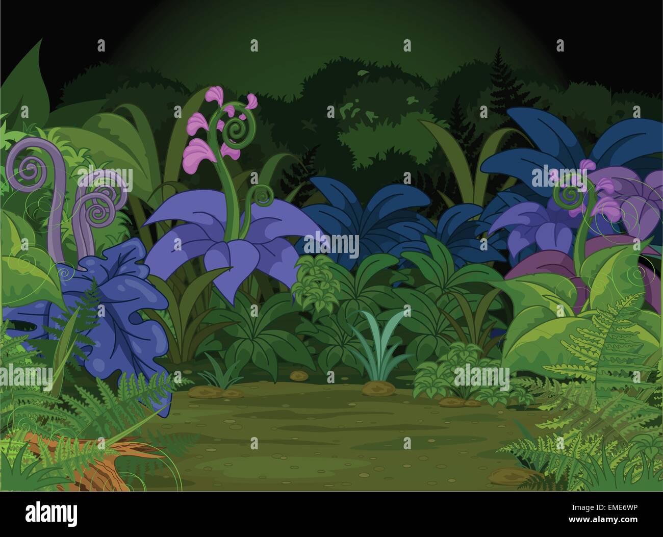 Lush green jungle scene Stock Vector Images - Alamy