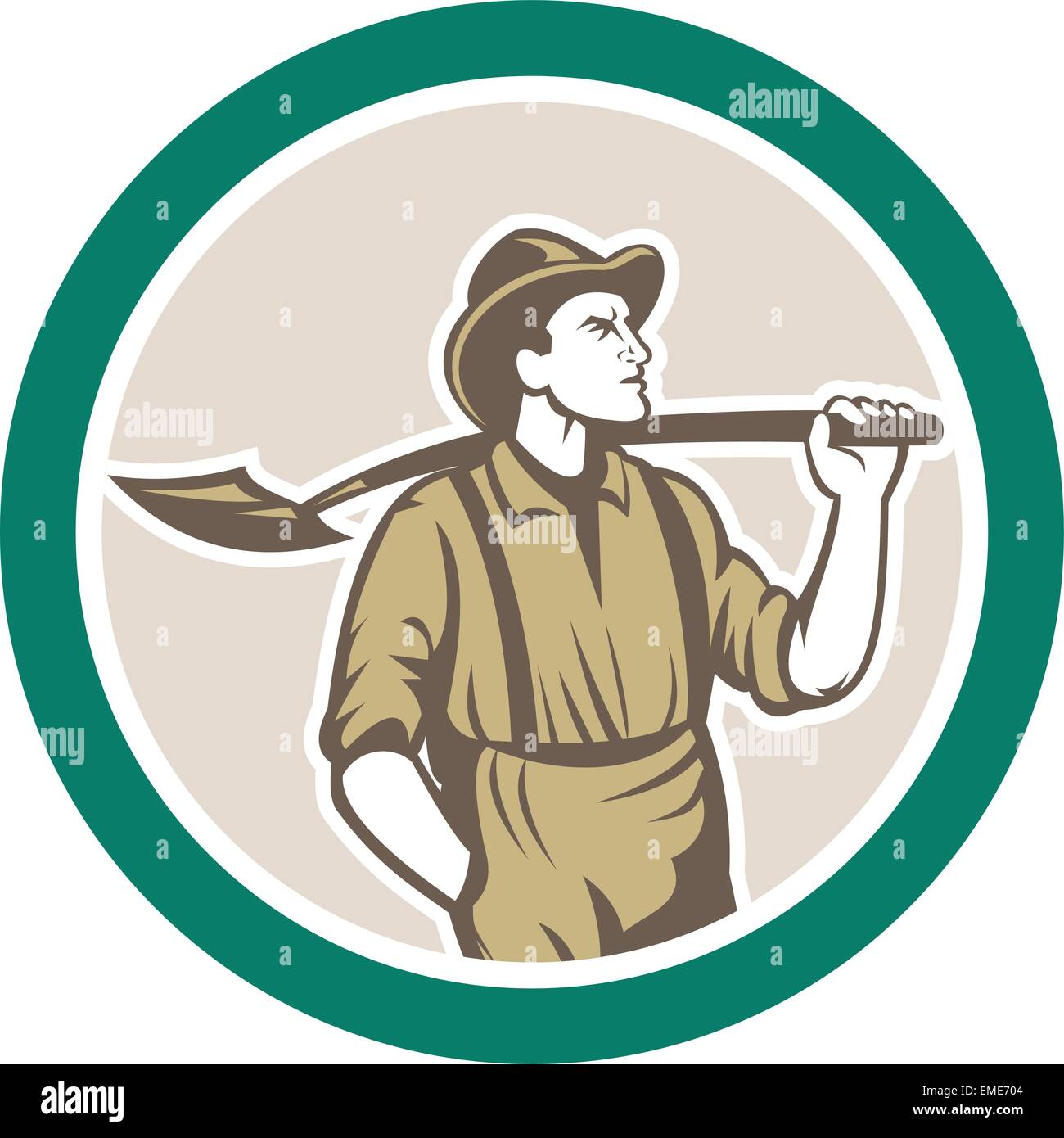Prospector Miner With Shovel Circle Retro Stock Vector Image & Art - Alamy
