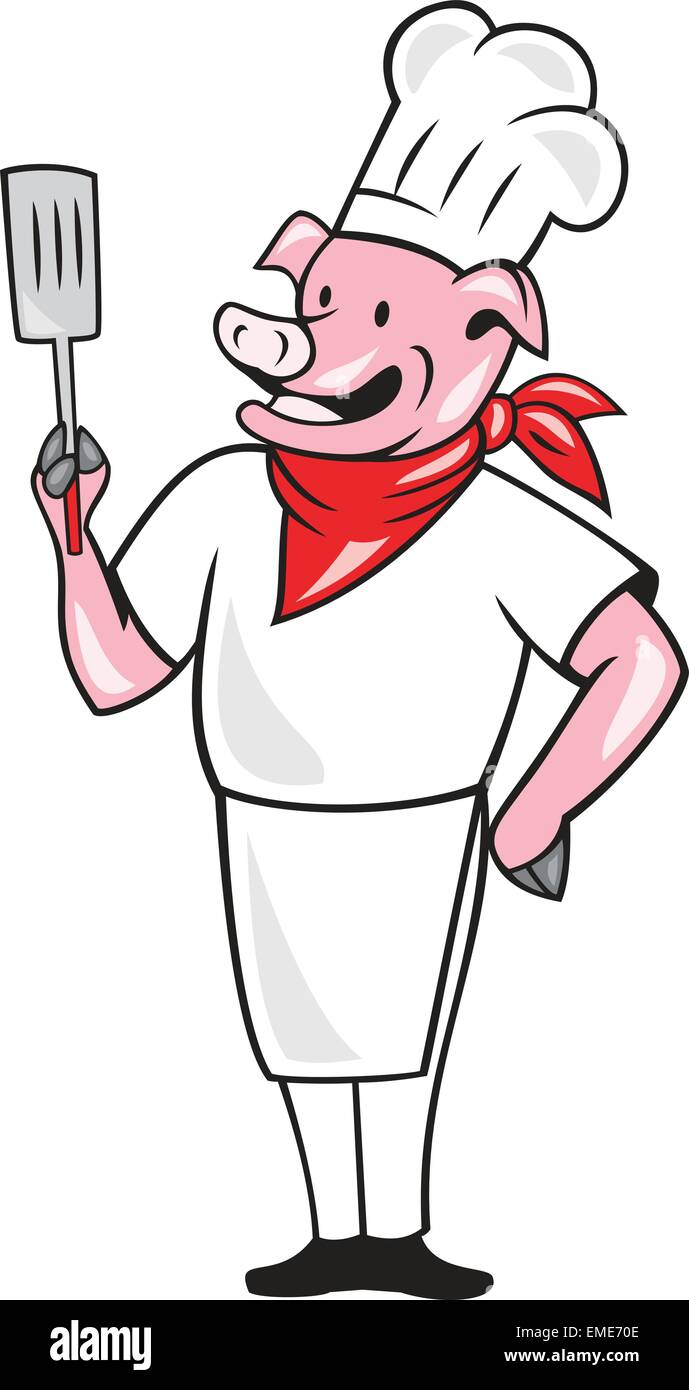 Pig Chef Cook Holding Spatula Cartoon Stock Vector Image & Art - Alamy