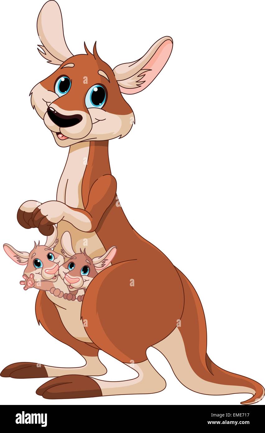 Kangaroo mom and babies Stock Vector Image & Art - Alamy