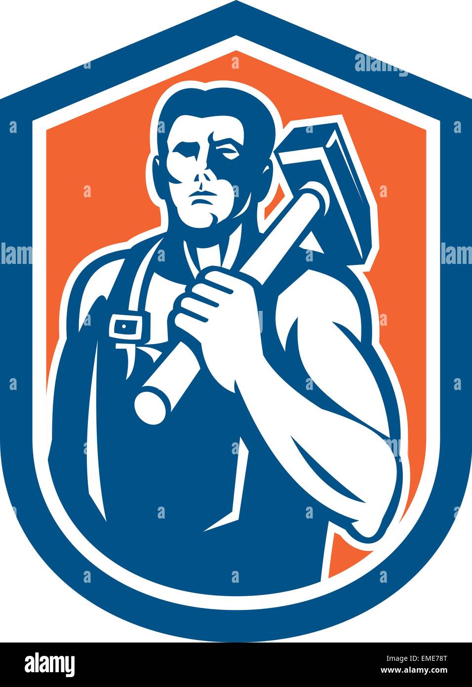 Worker holding sledgehammer Stock Vector Images - Alamy