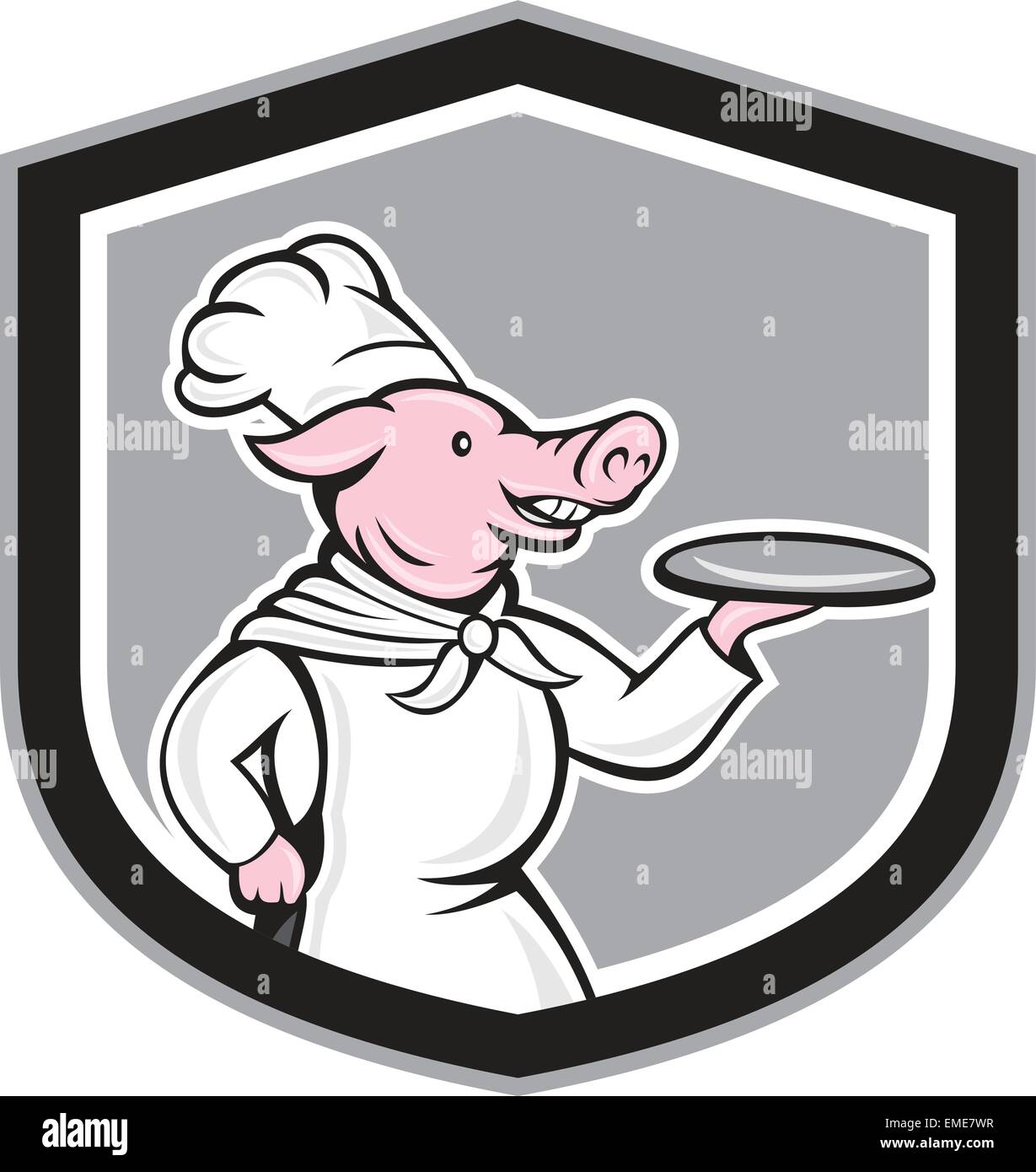 Pig Chef Cook Holding Dish Cartoon Stock Vector Image & Art - Alamy