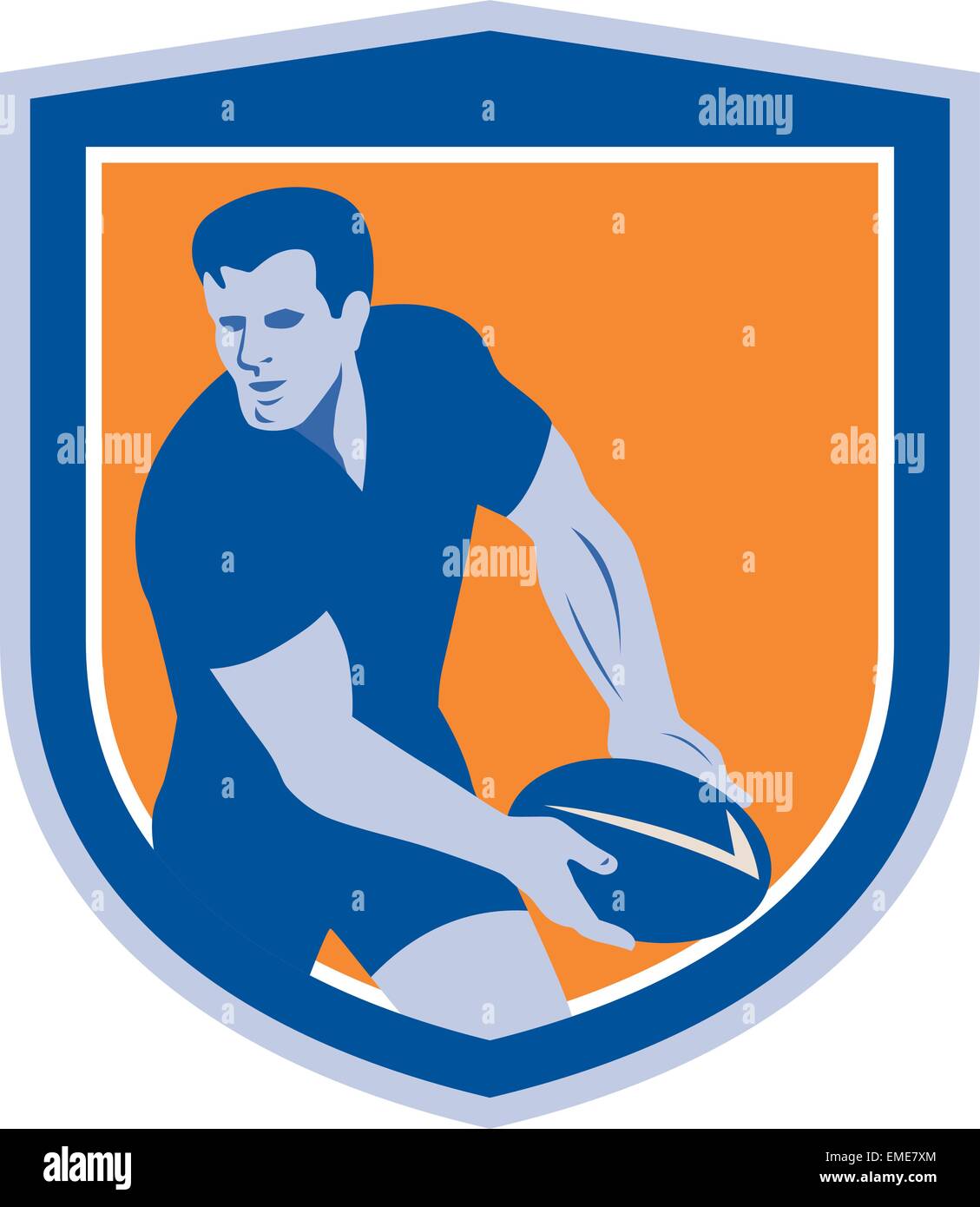 Rugby Player Passing Ball Shield Retro Stock Vector Image & Art - Alamy