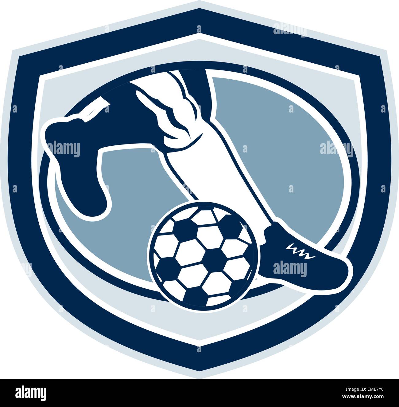 Foot Kicking Soccer Ball Logo Stock Vektorgrafik „foot Kicking Ball