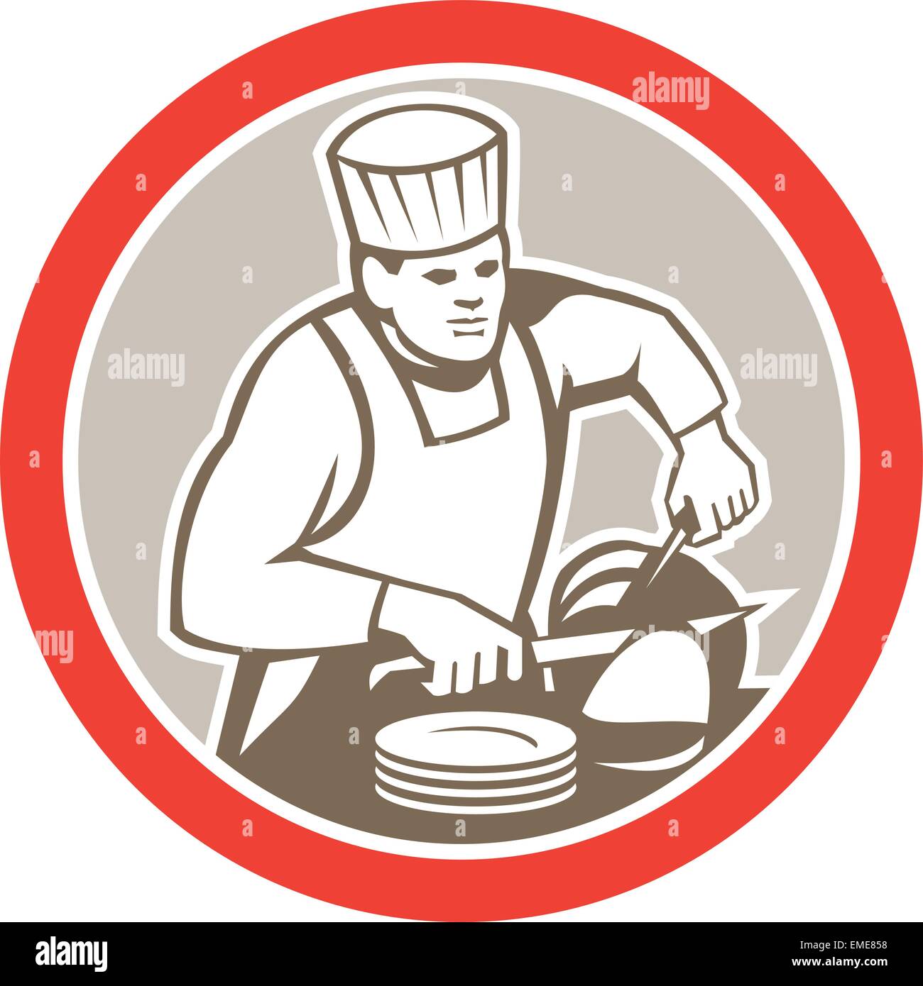 Chef slicing Stock Vector Images - Alamy