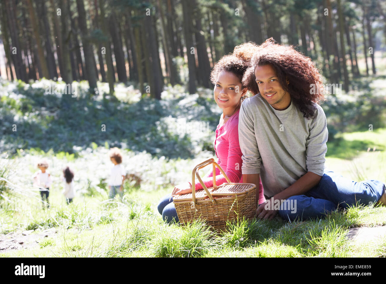 Family Having Picnic In Countryside Stock Photo - Alamy