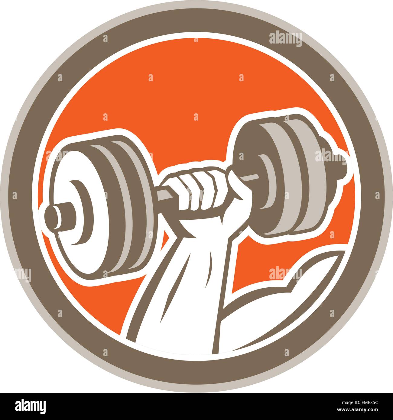 Hand Lifting Dumbbell Circle Retro Stock Vector Image & Art - Alamy