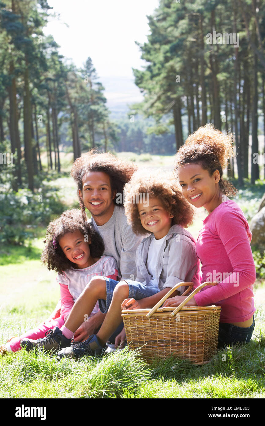 Family Having Picnic In Countryside Stock Photo - Alamy