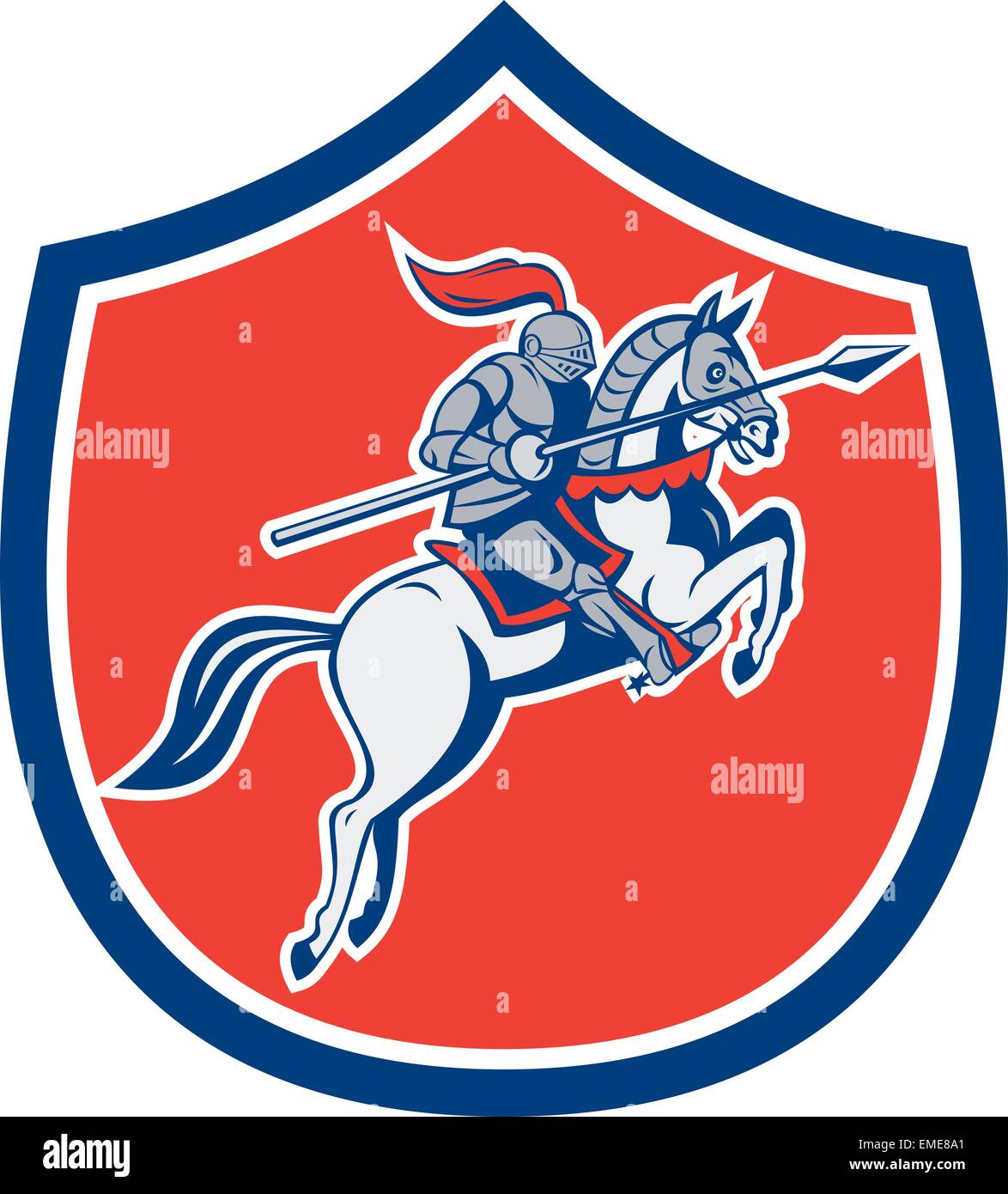 Knight Riding Horse Lance Shield Cartoon Stock Vector Image & Art - Alamy