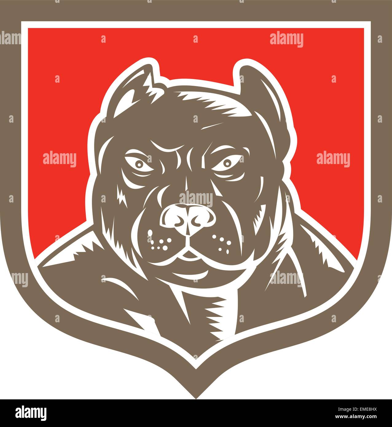 Pitbull Dog Mongrel Head Shield Woodcut Stock Vector Image & Art - Alamy