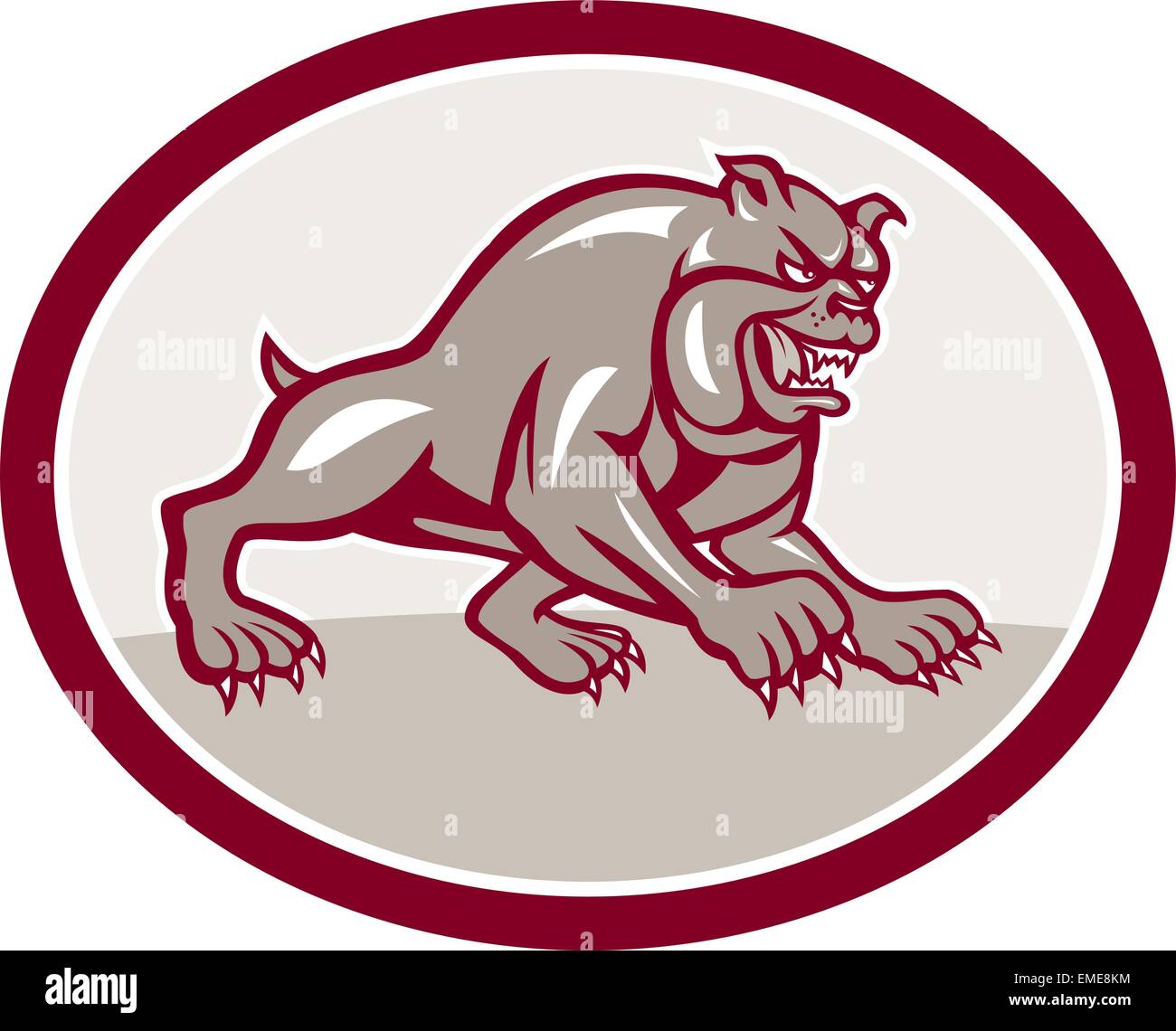 Bulldog Dog Mongrel Prowling Oval Cartoon Stock Vector Image & Art - Alamy