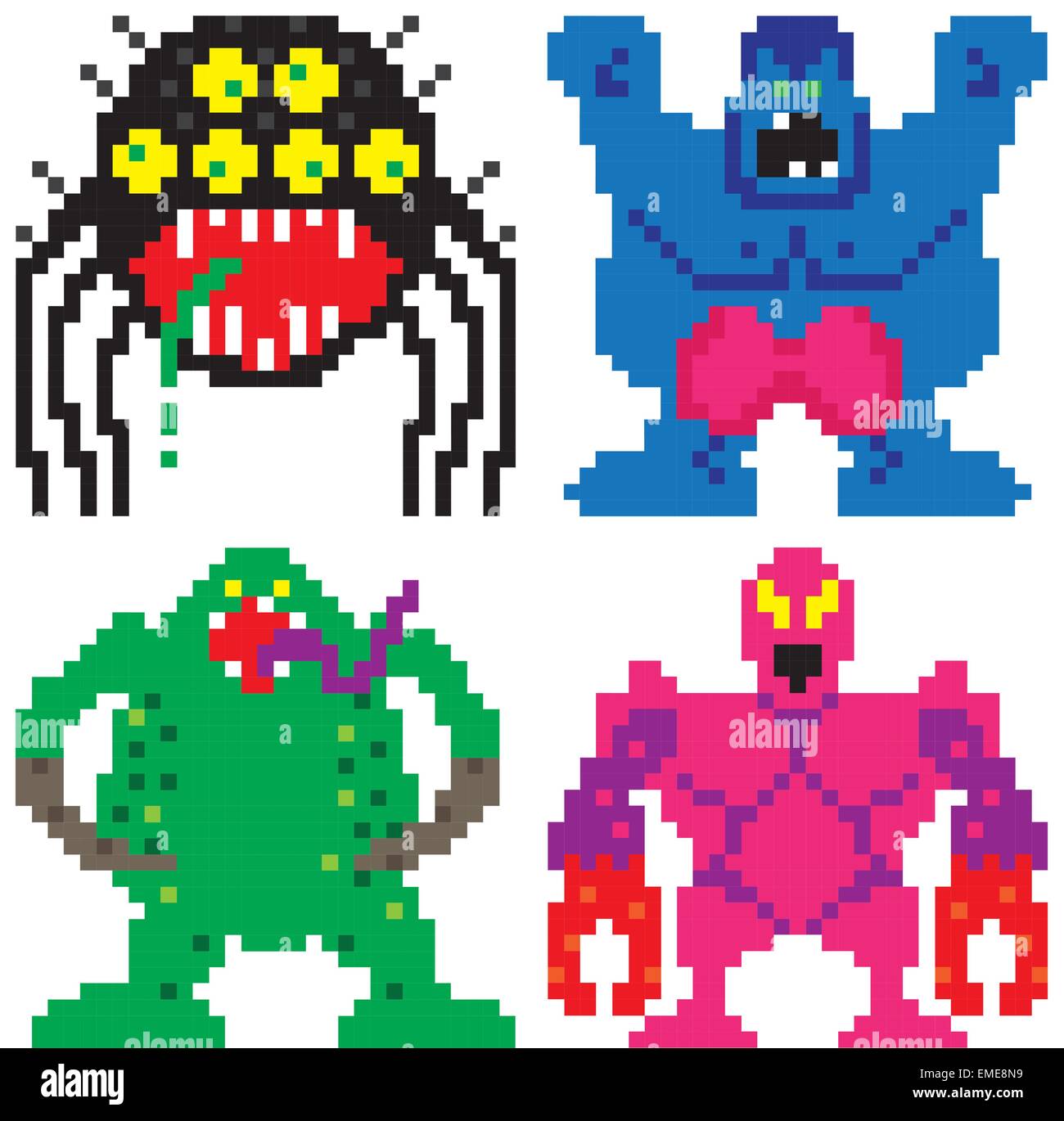 worse nightmare terrifying monsters pixel art Stock Vector Image & Art ...