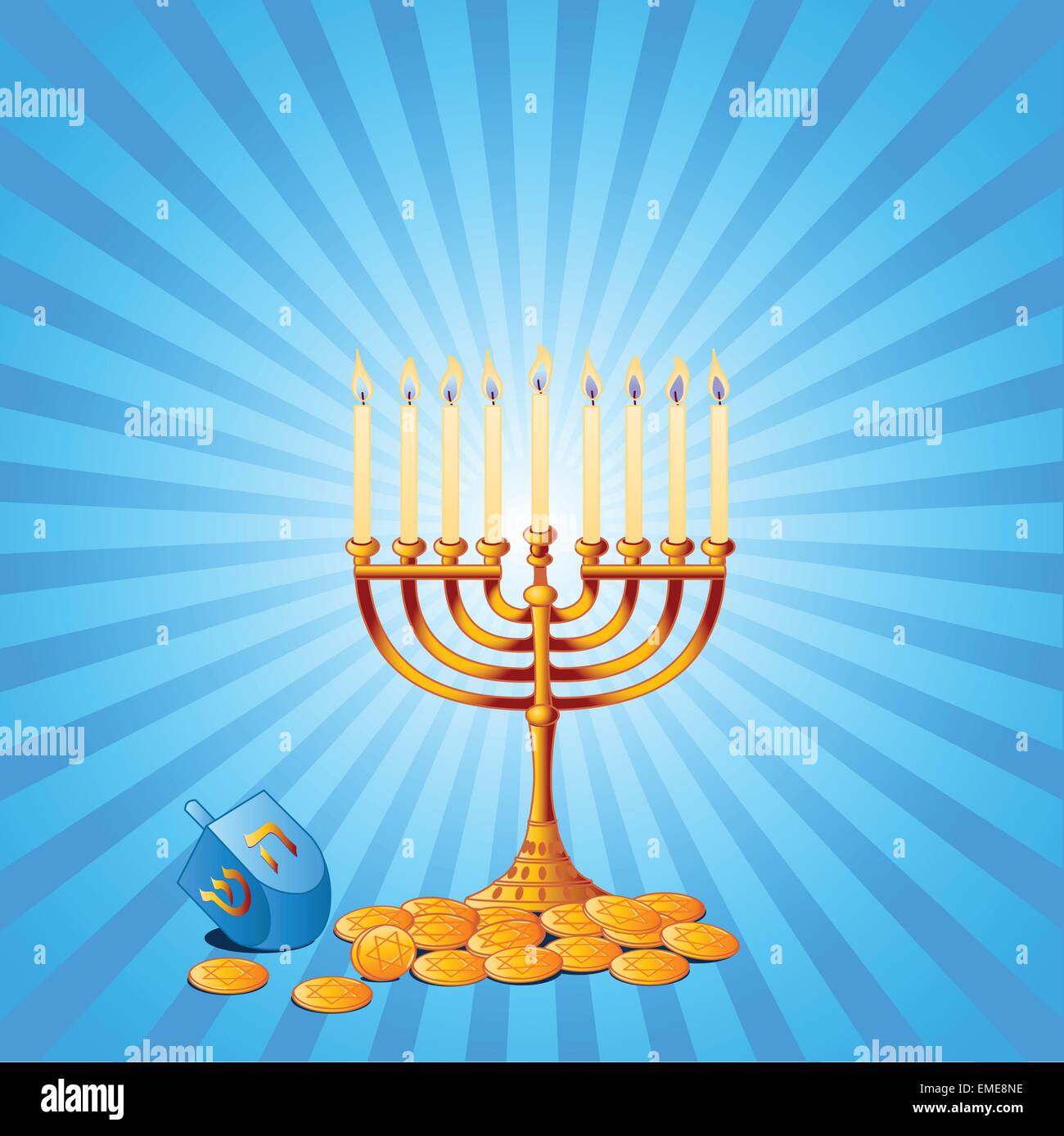 Hanukkah illustration menorah Stock Vector Images - Alamy