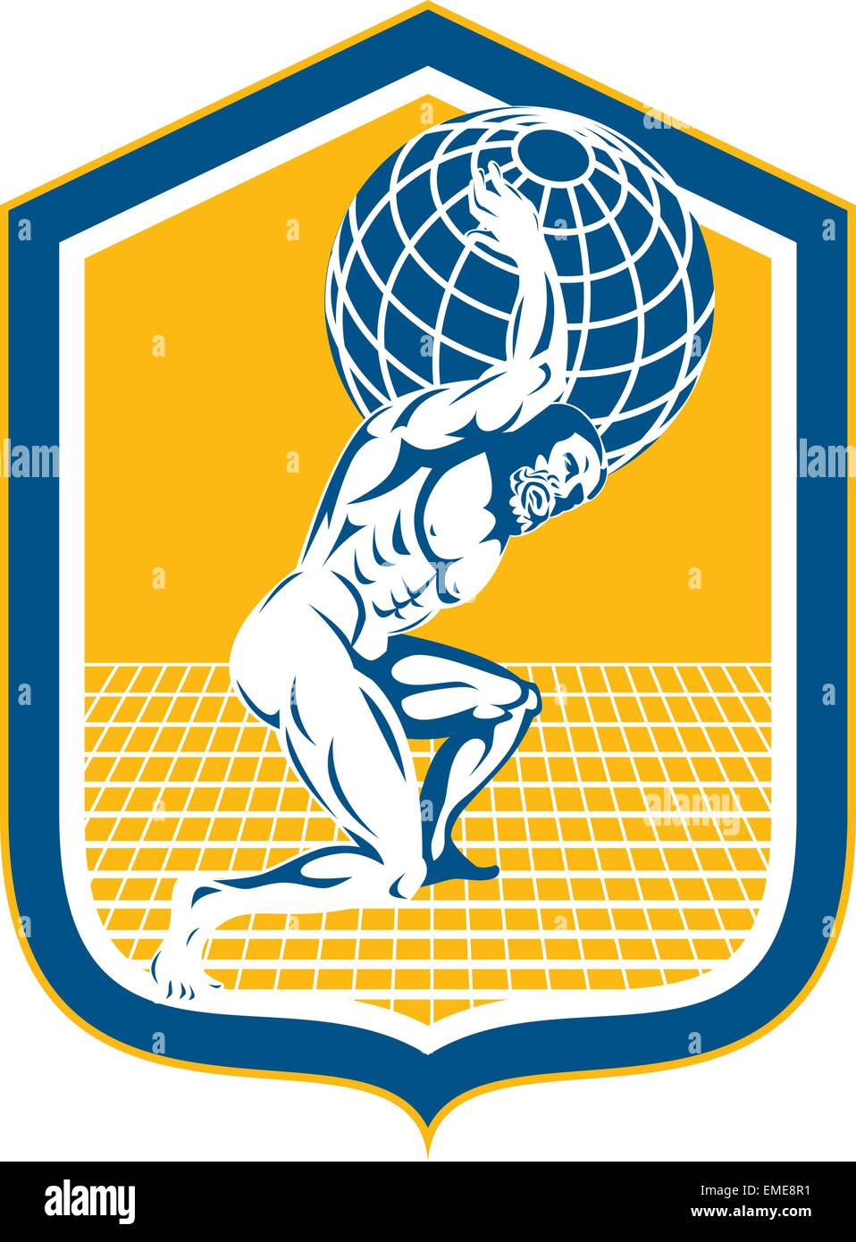 Atlas Carrying Globe on Shoulder Shield Retro Stock Vector Image & Art ...