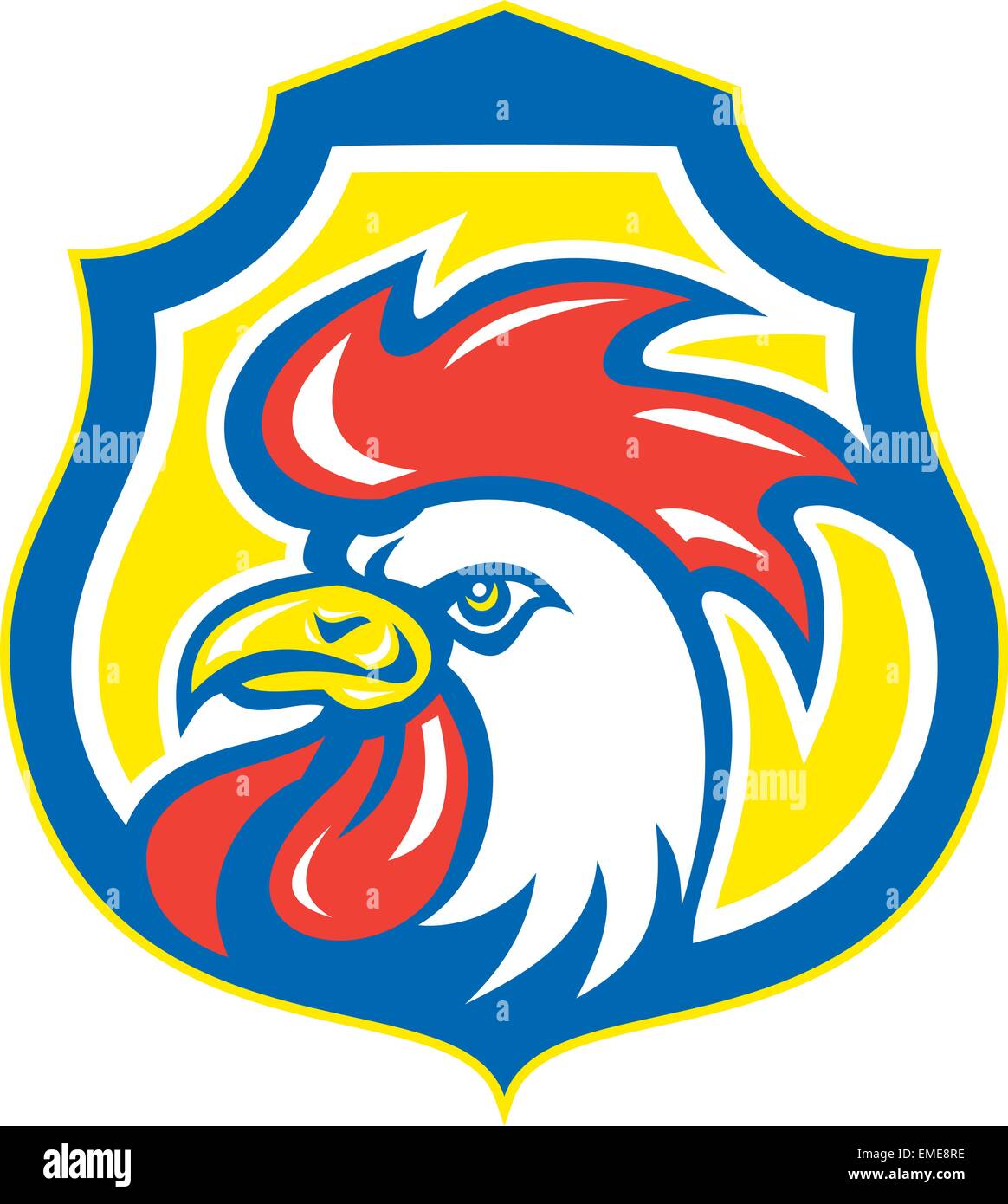 Chicken Rooster Head Mascot Shield Retro Stock Vector Image & Art - Alamy