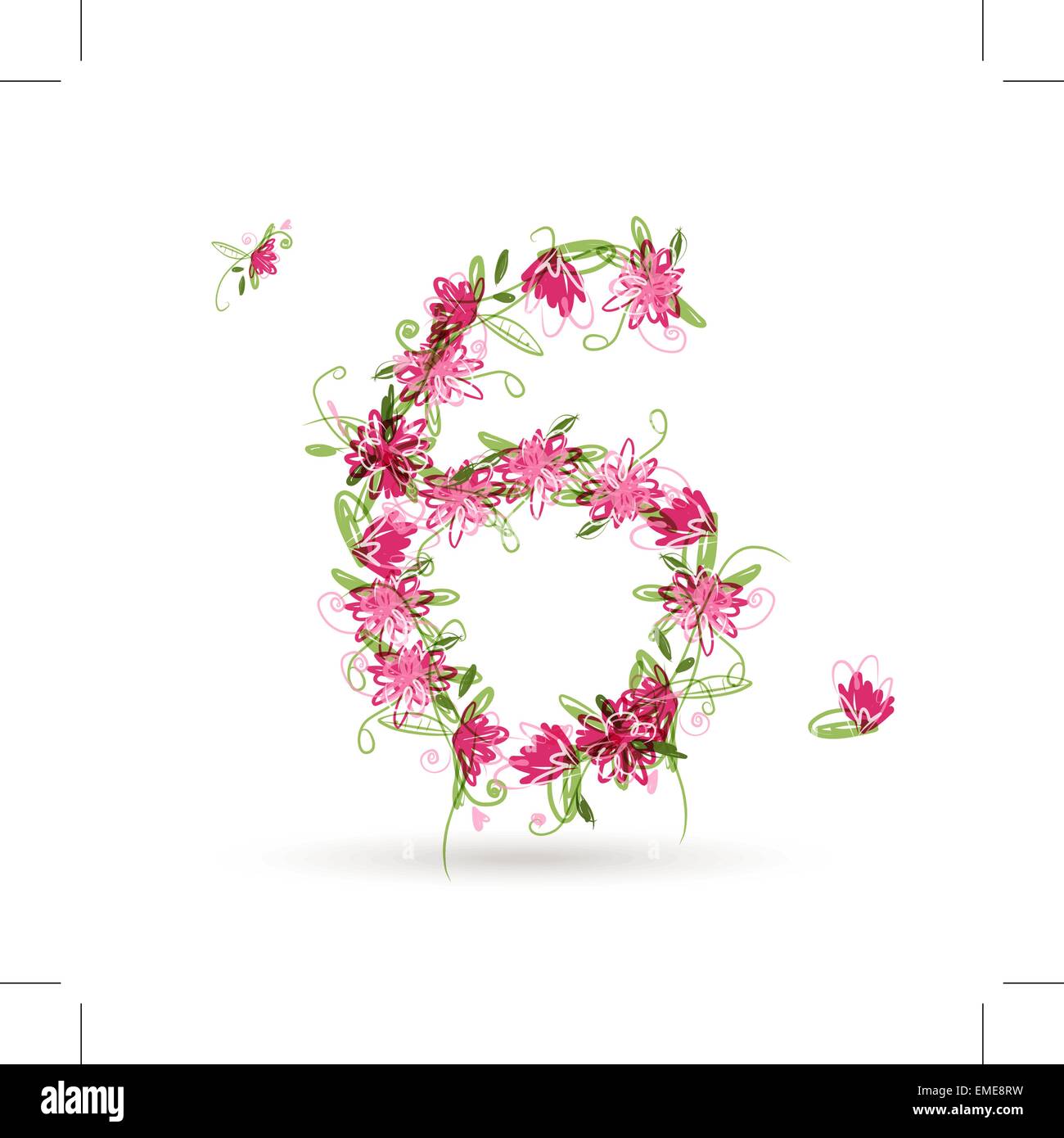 Floral number six for your design Stock Vector Image & Art - Alamy