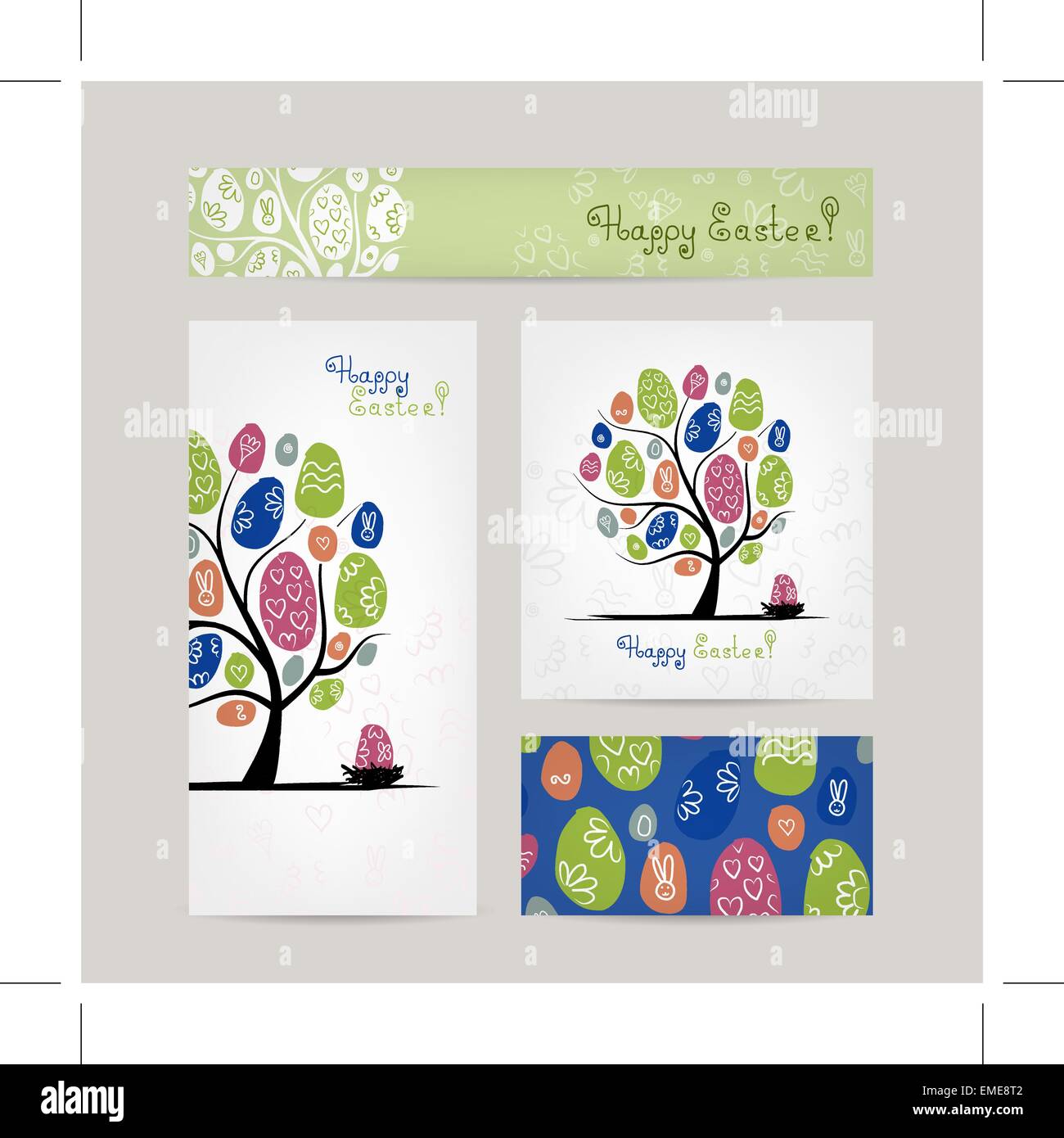 Postcards design with easter tree Stock Vector Image & Art - Alamy