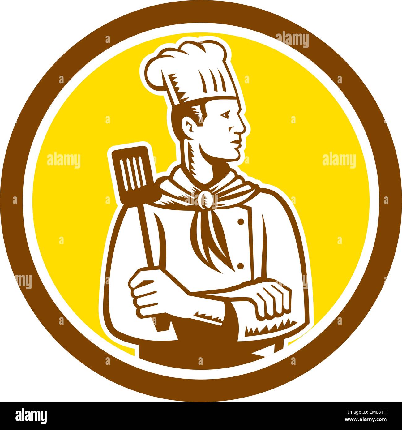 Chef Cook Holding Spatula Side View Circle Stock Vector Image & Art - Alamy